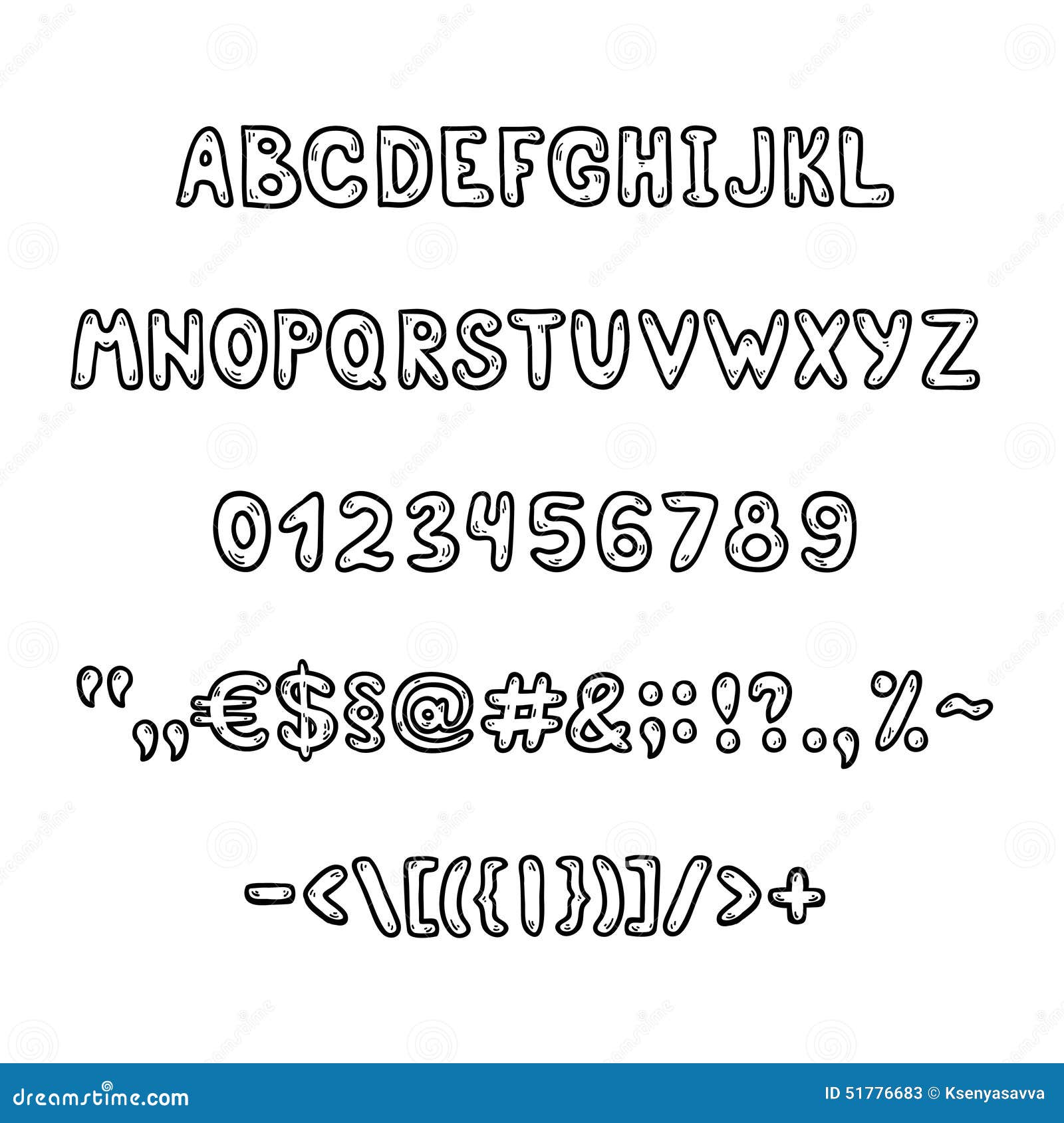 Black Handwritten Alphabet and Figures Stock Vector - Illustration of ...