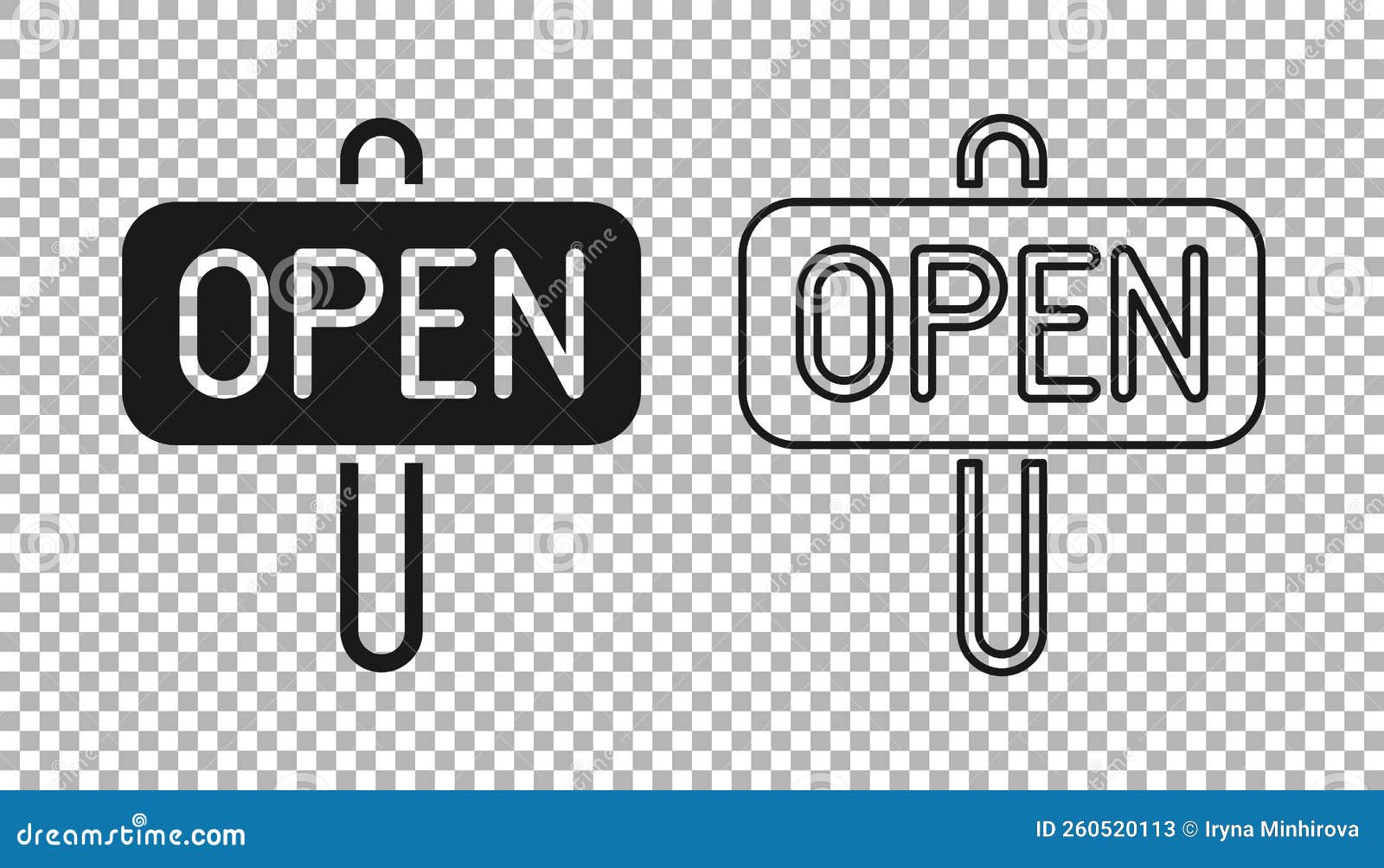 Black Hanging Sign with Text Open Door Icon Isolated on Transparent ...