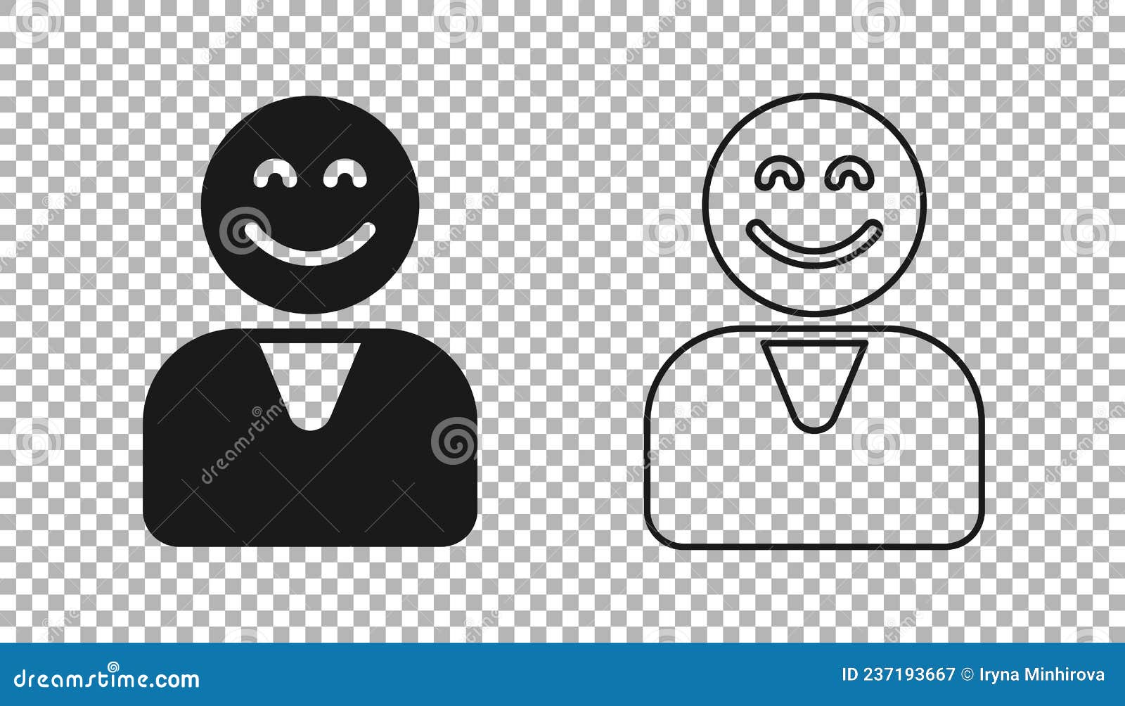 Black Happy Customer Icon Isolated on Transparent Background. Vector ...