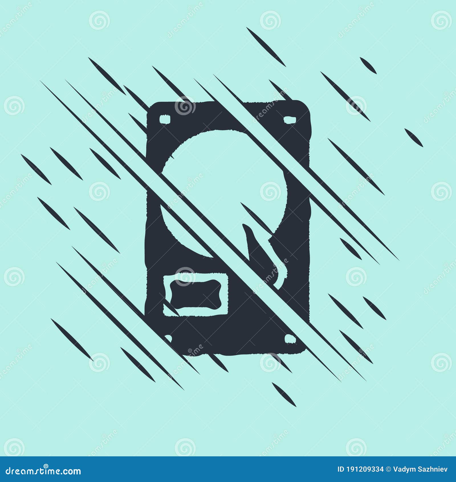 Black Hard Disk Drive HDD Icon Isolated on Green Background. Glitch ...