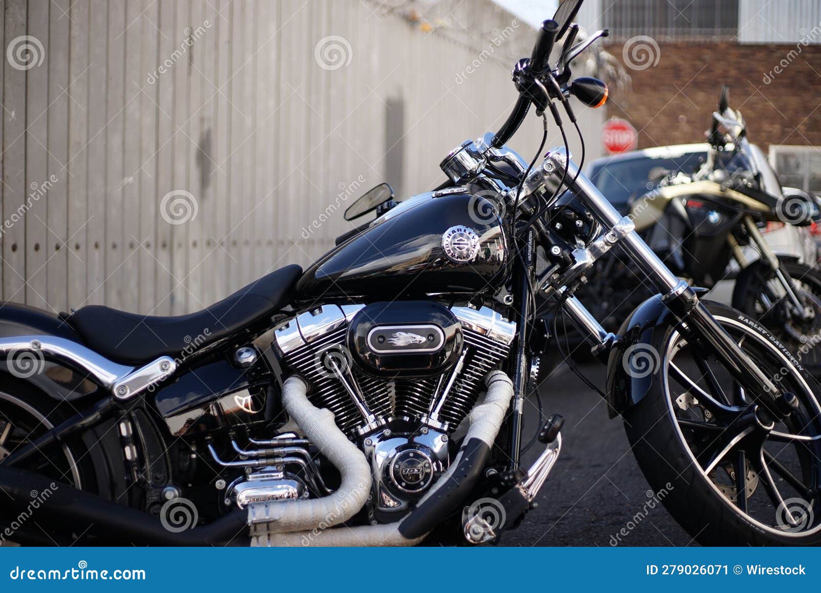 Black Harley-Davidson Motorcycle Parked on the Street. Editorial Photo ...