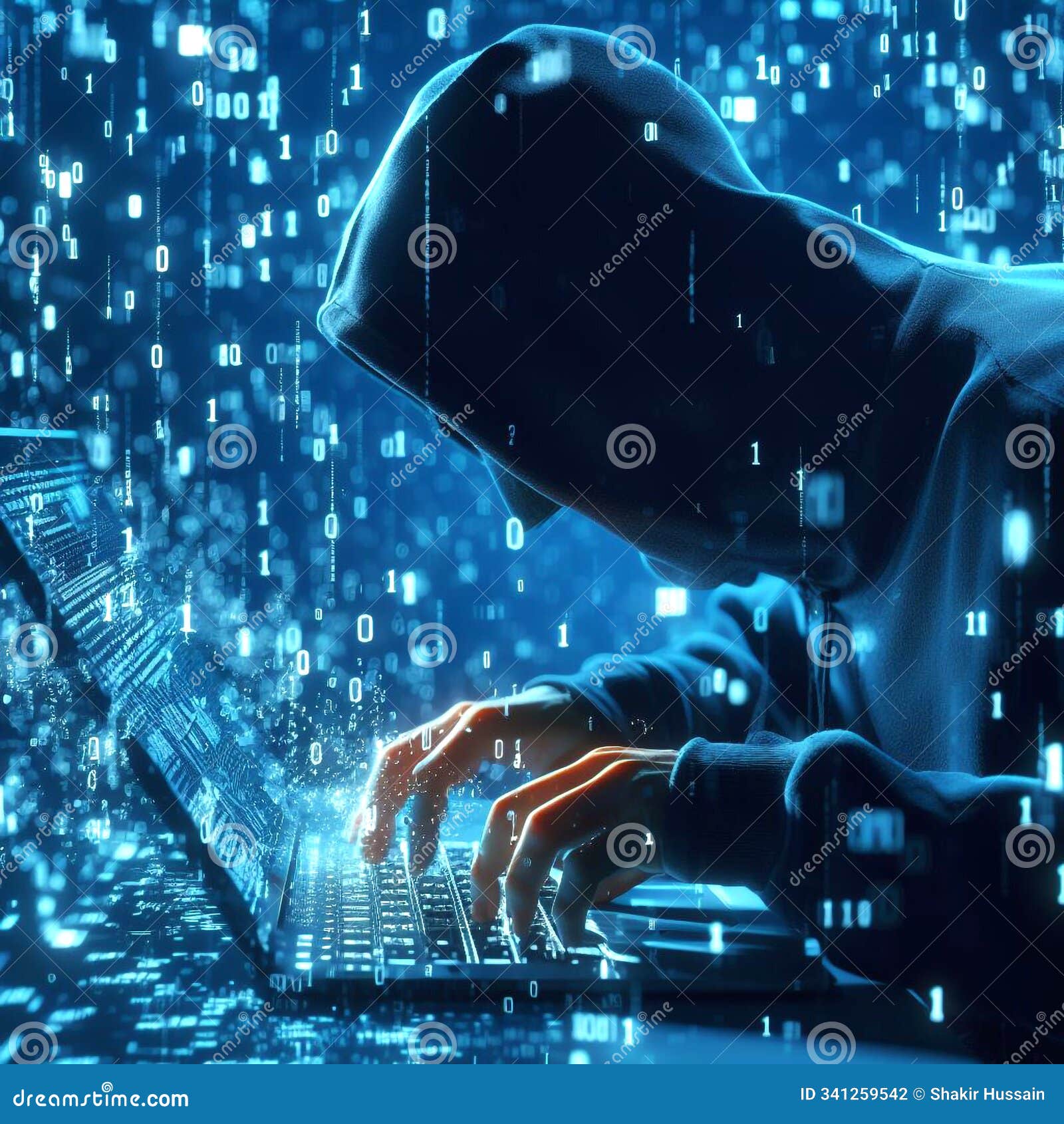 Black Hat Hacker Hacking Computer while Wearing Mask Stock Illustration ...
