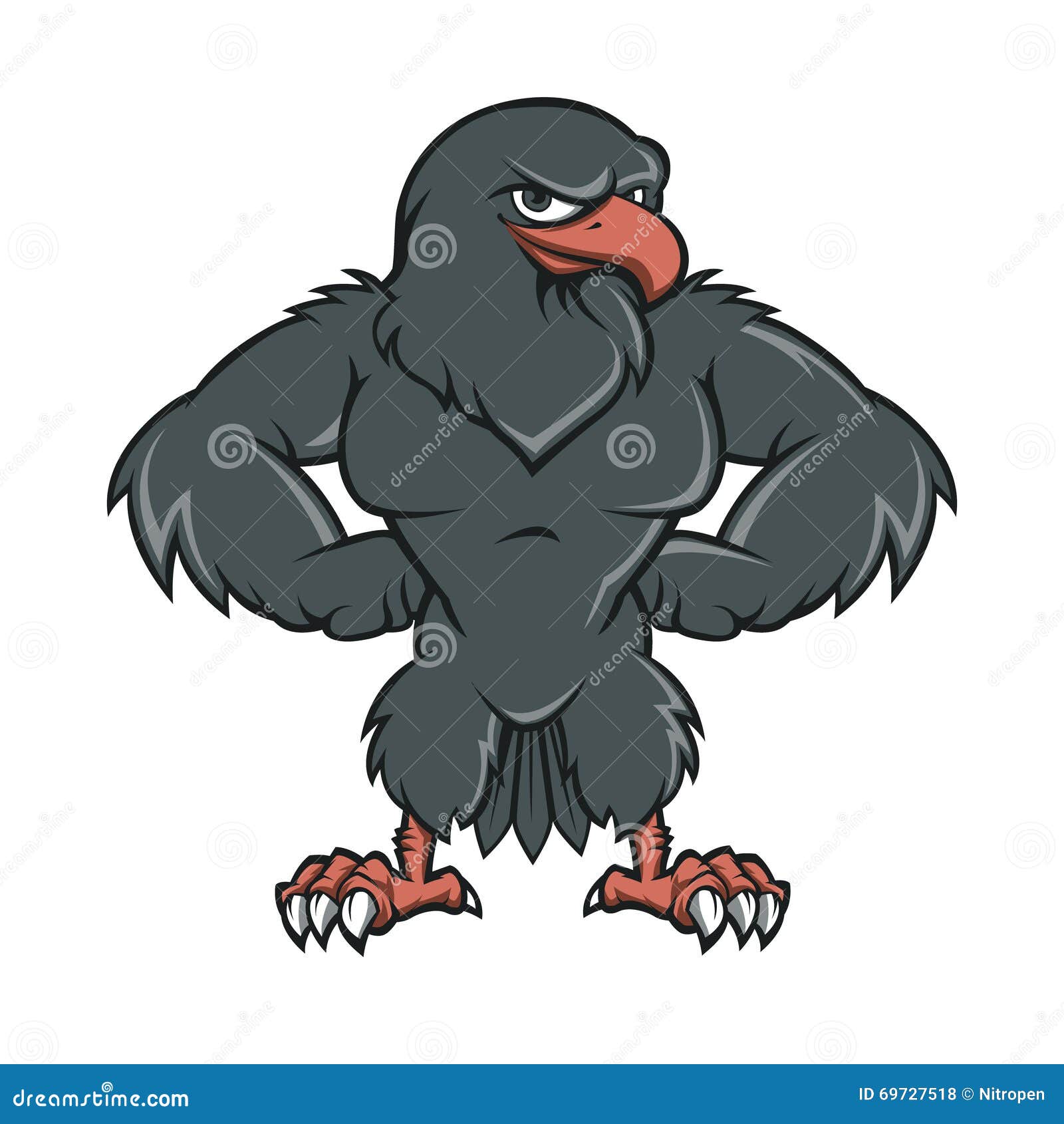 Black Hawk Cartoon stock vector. Illustration of mascot - 69727518