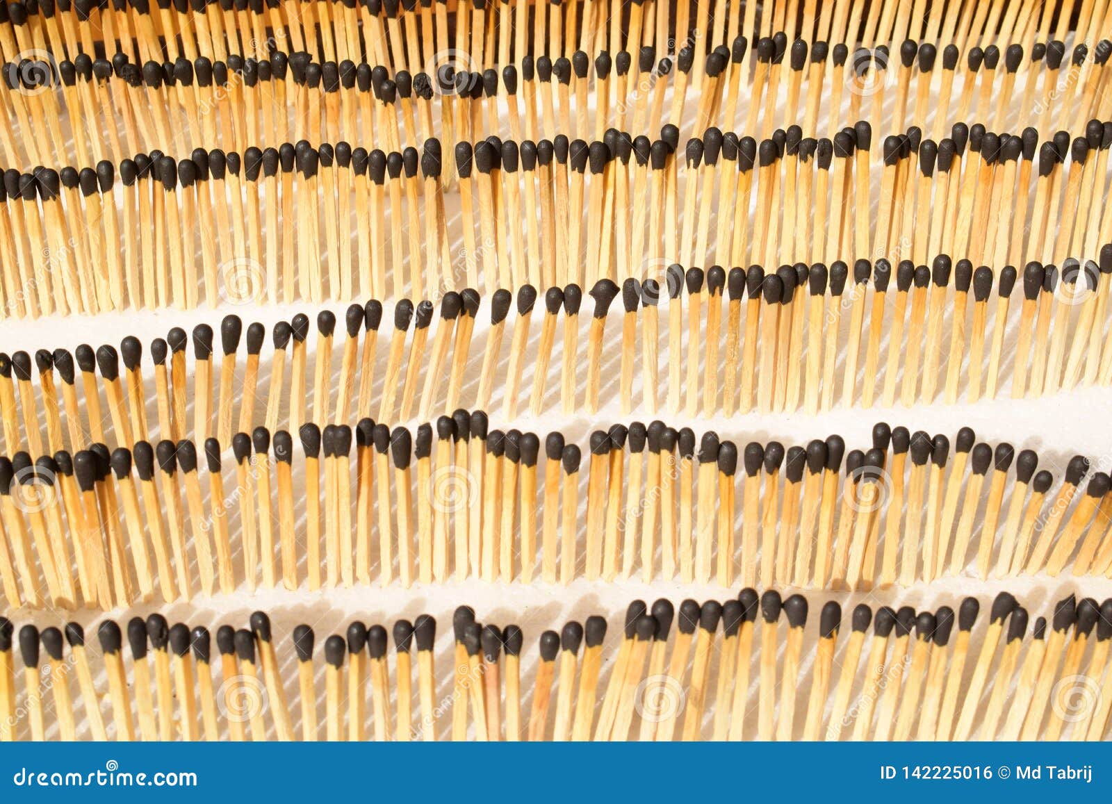 Black Head Match Sticks Arranged in Rows Looking Attractive and ...