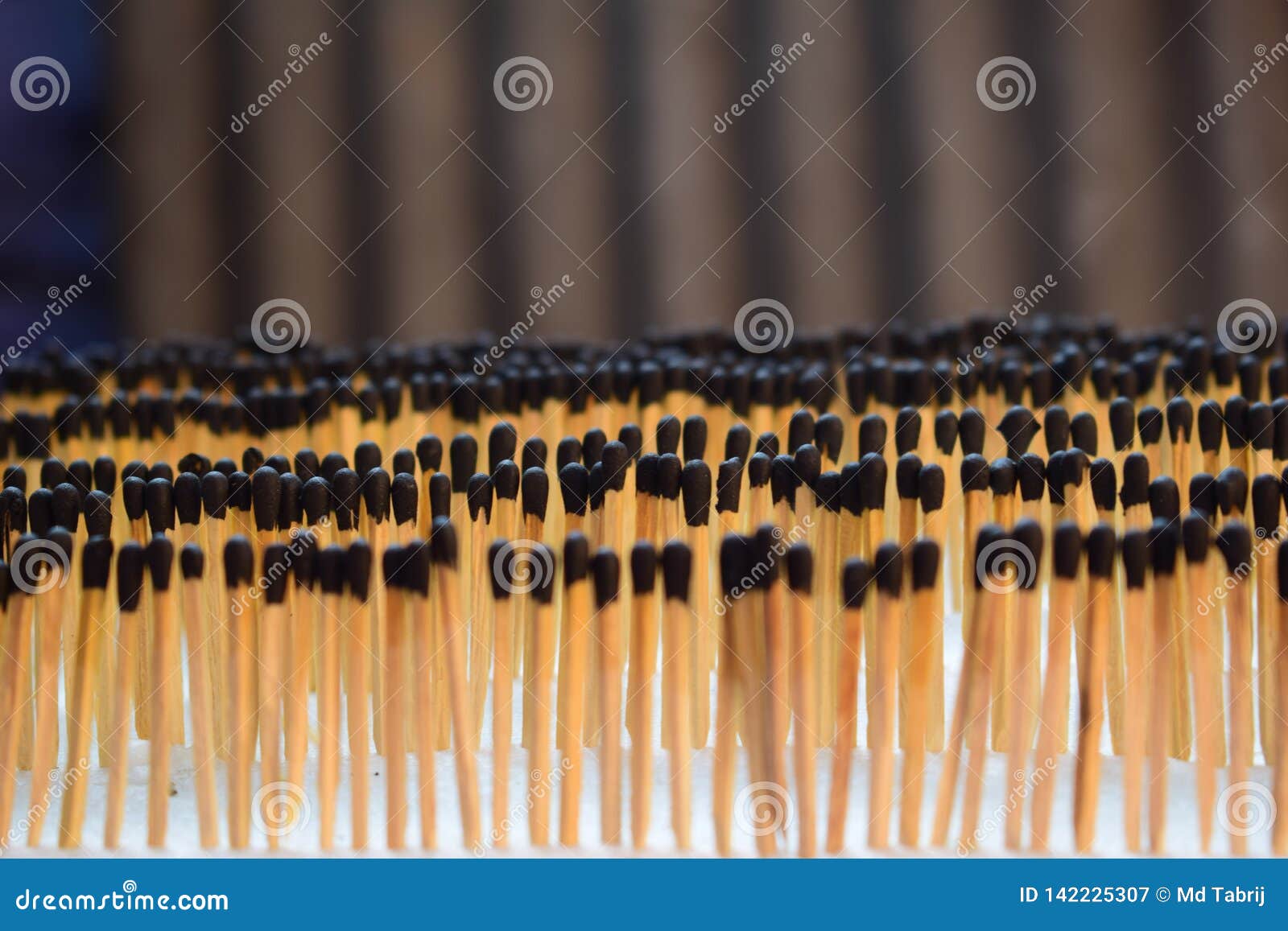 Black Head Match Sticks Arranged in Rows Looking Attractive and ...