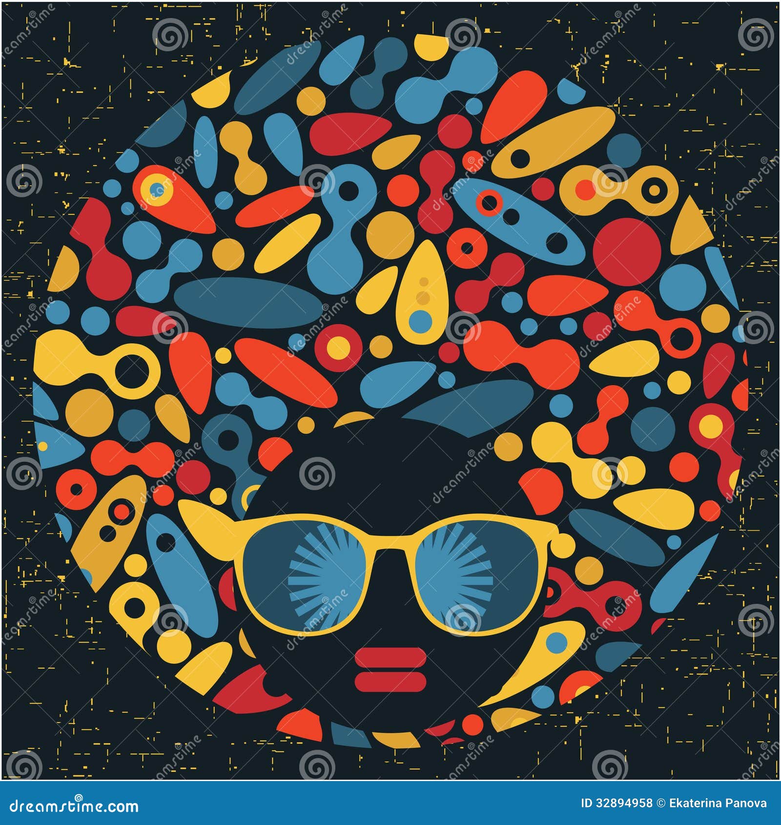 Black Head Woman with Strange Pattern Hair. Stock Vector - Illustration ...