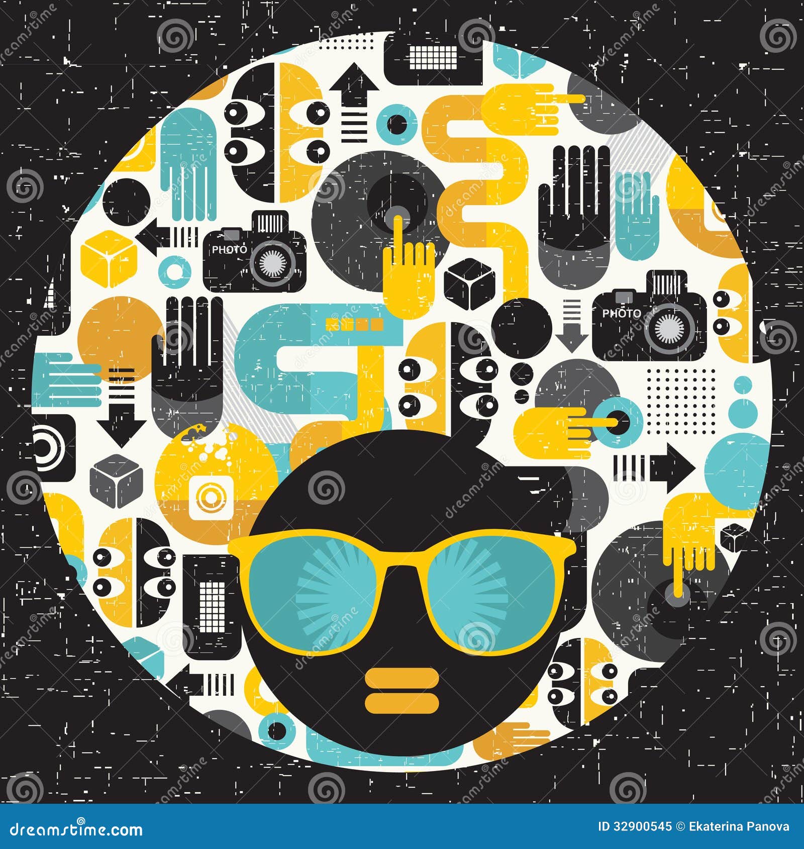 Black Head Woman with Strange Pattern Hair. Stock Vector - Illustration ...