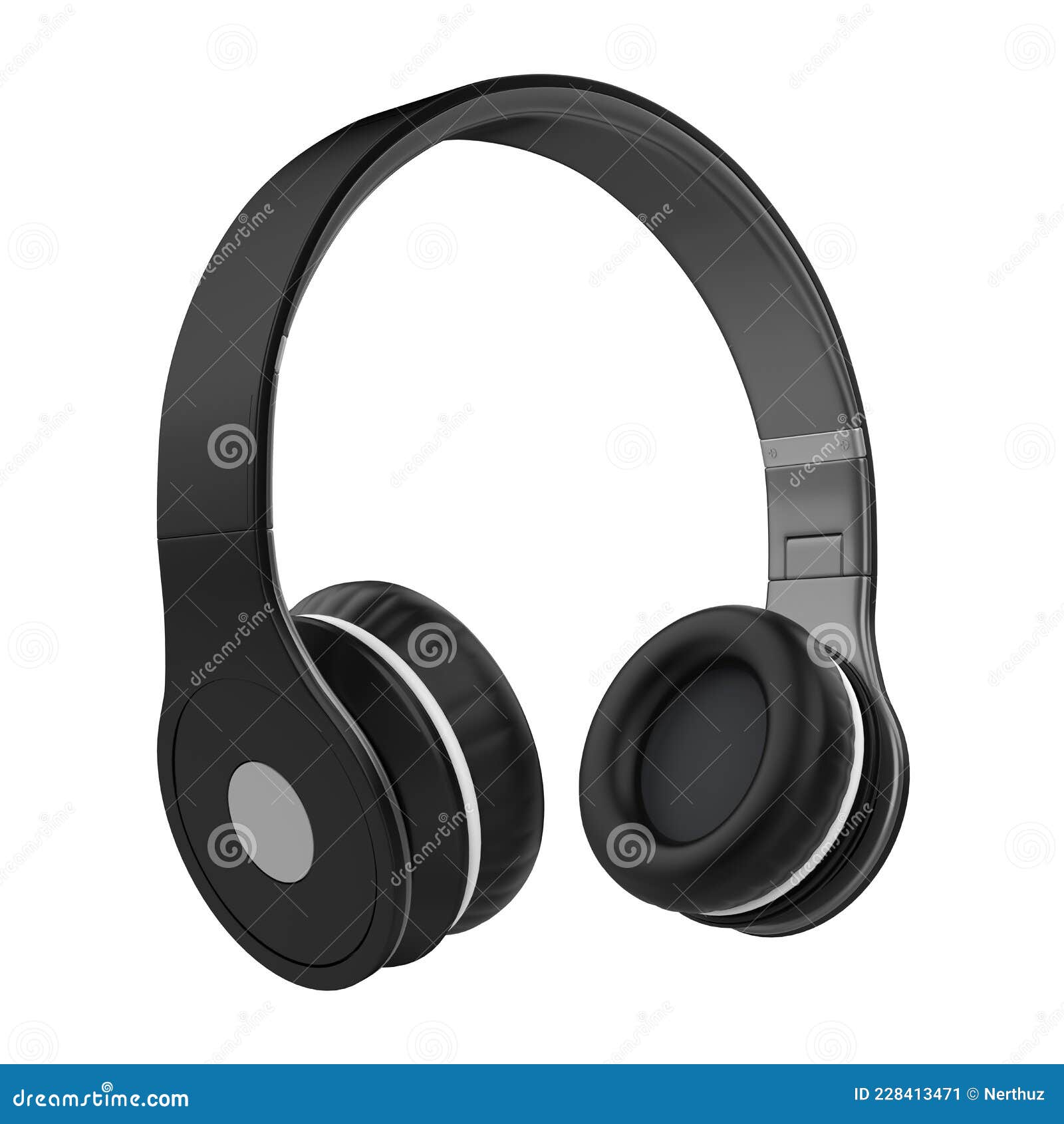 Black Headphones Isolated stock illustration. Illustration of listen ...