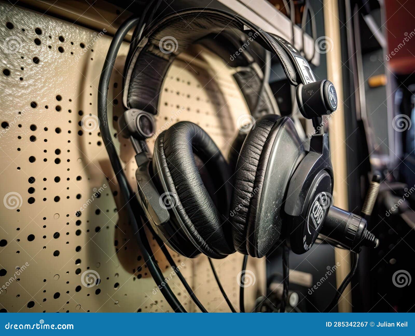 Headset Hung on Cubicle at Diagonal Angle Stock Illustration ...