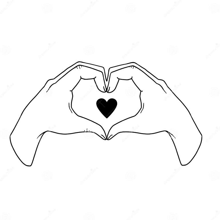 Black heart inside hands stock illustration. Illustration of cute ...