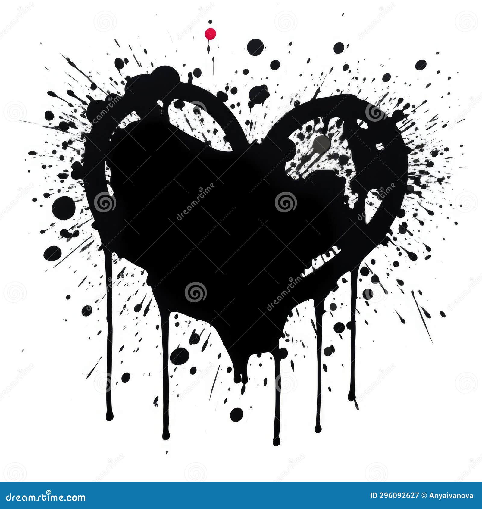 A Black Heart Splattered with Black Paint Stock Illustration ...