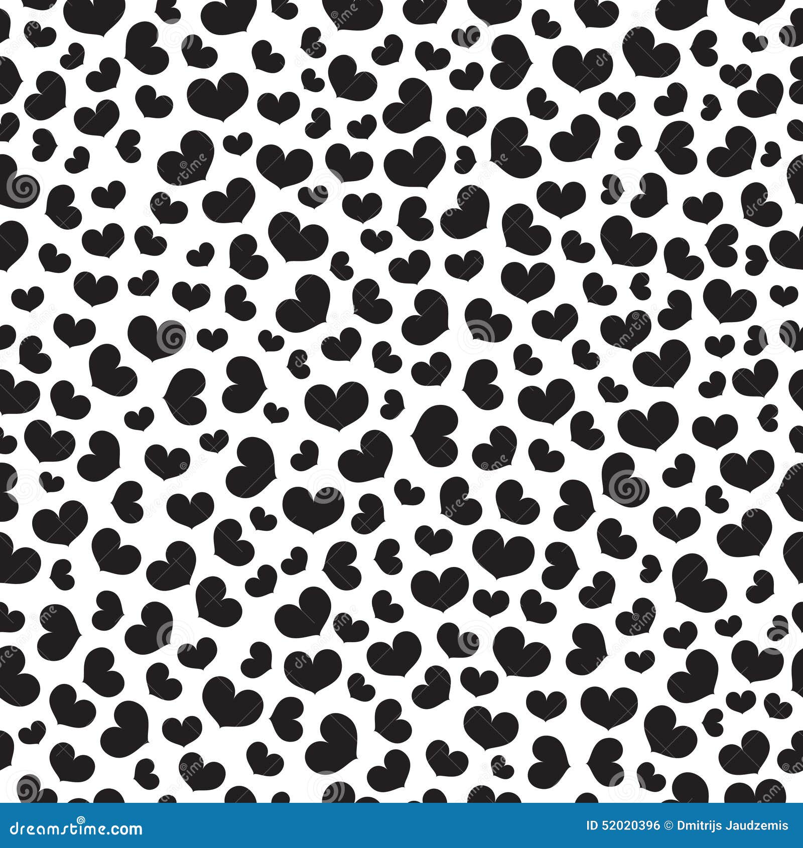 Black Heart Vector Seamless Pattern. Stock Vector - Illustration of ...