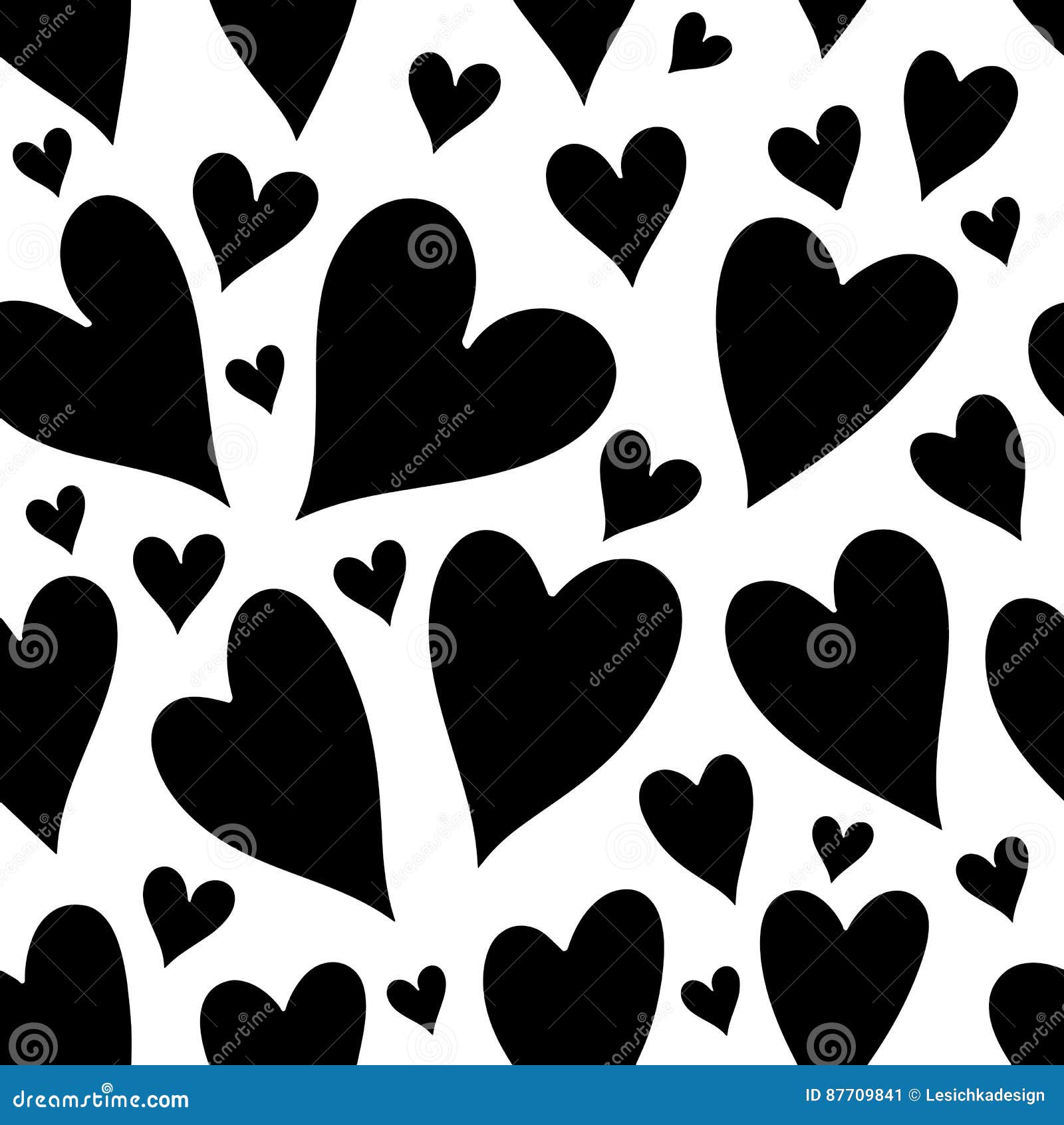 Black Hearts Seamless Pattern Stock Vector - Illustration of light ...