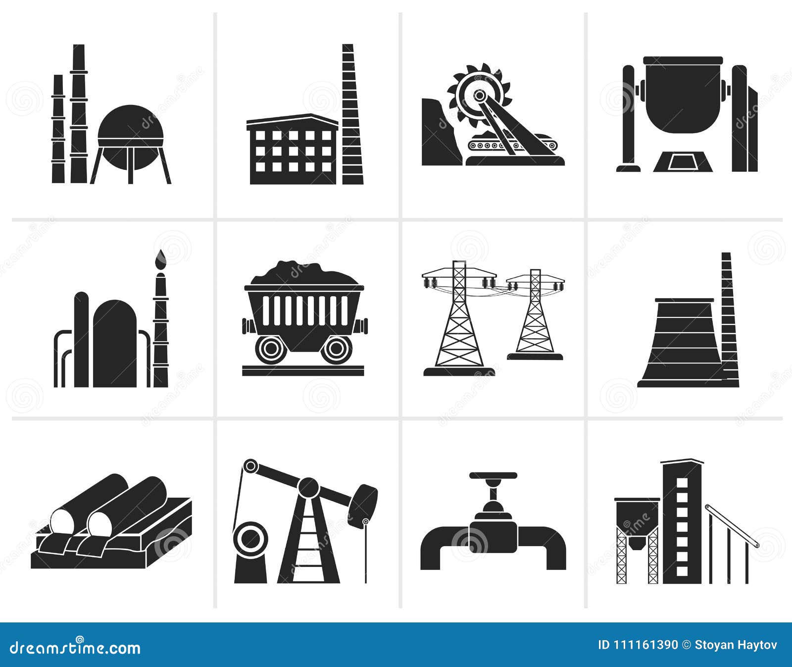 Black Heavy industry icons stock vector. Illustration of equipment ...