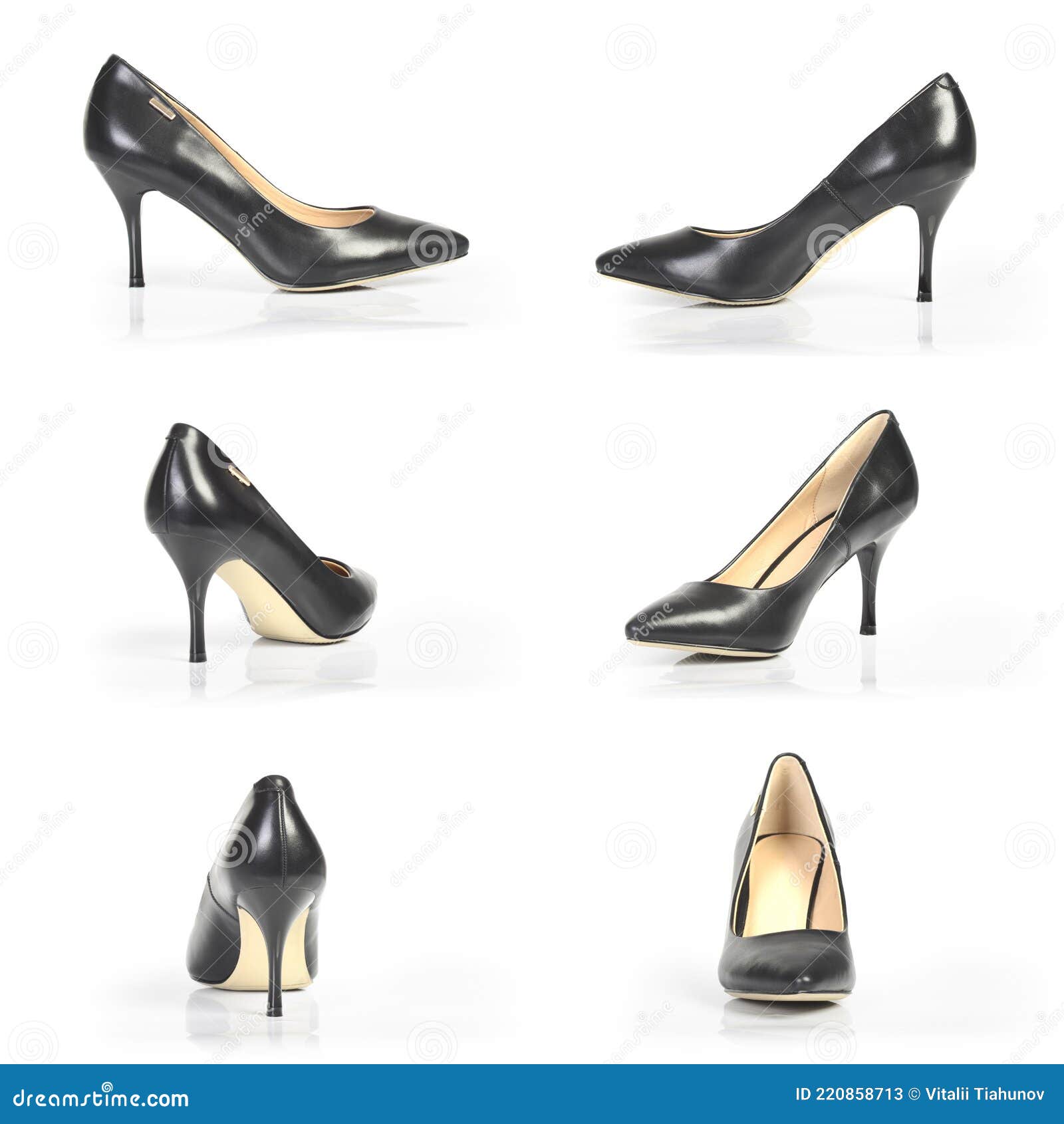 Black Heels from Different Angles on a White Background Stock Image ...