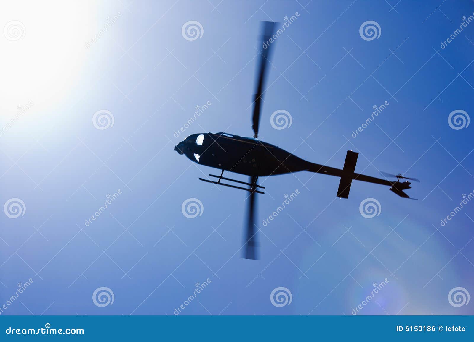 Black Helicopter Flying Overhead. Stock Photo - Image of flying, copy ...