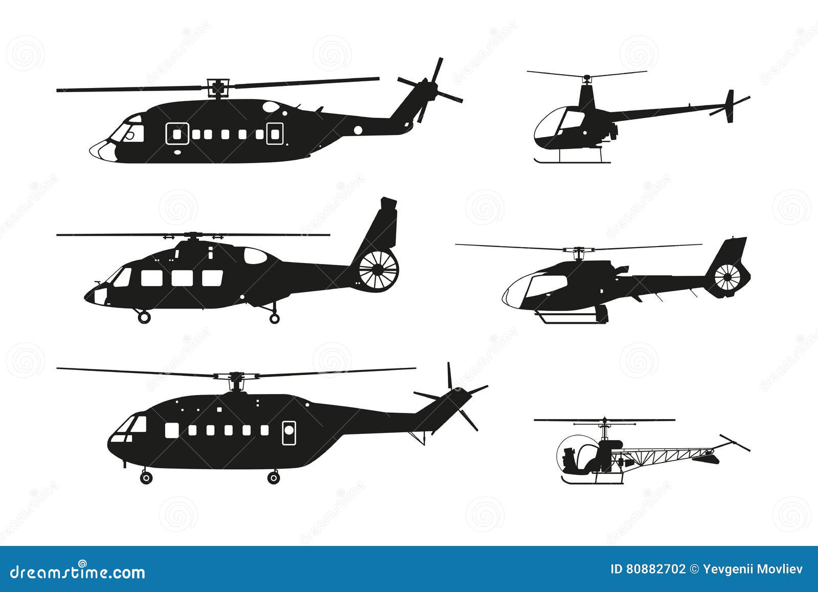 Helicopter Of Set Silhouette Vector Illustration | CartoonDealer.com ...