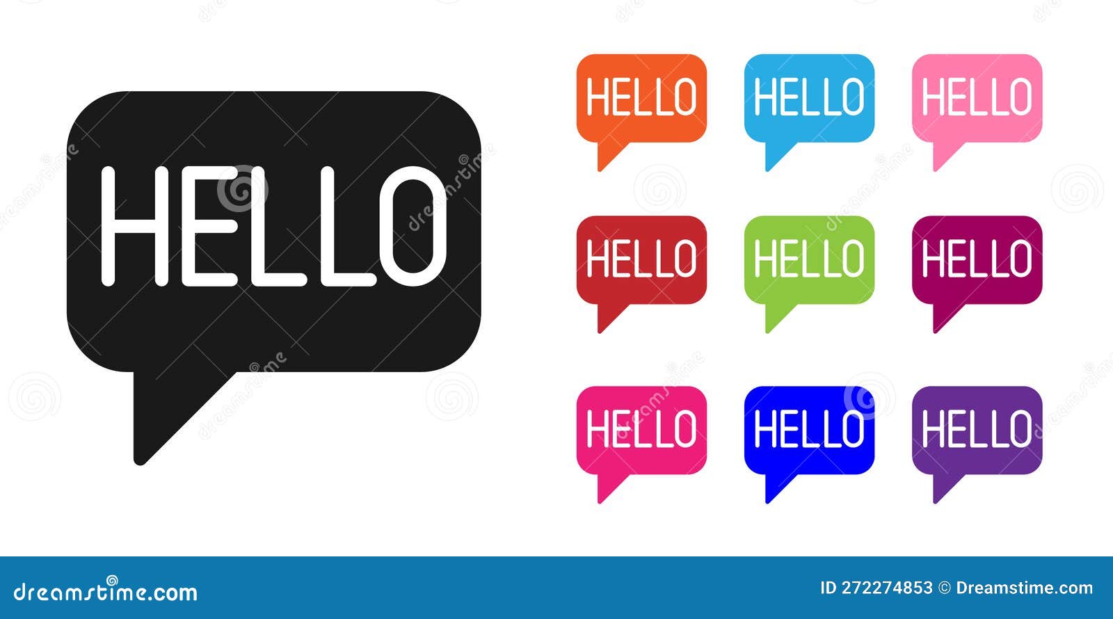 Black Hello in Different Languages Icon Isolated on White Background ...