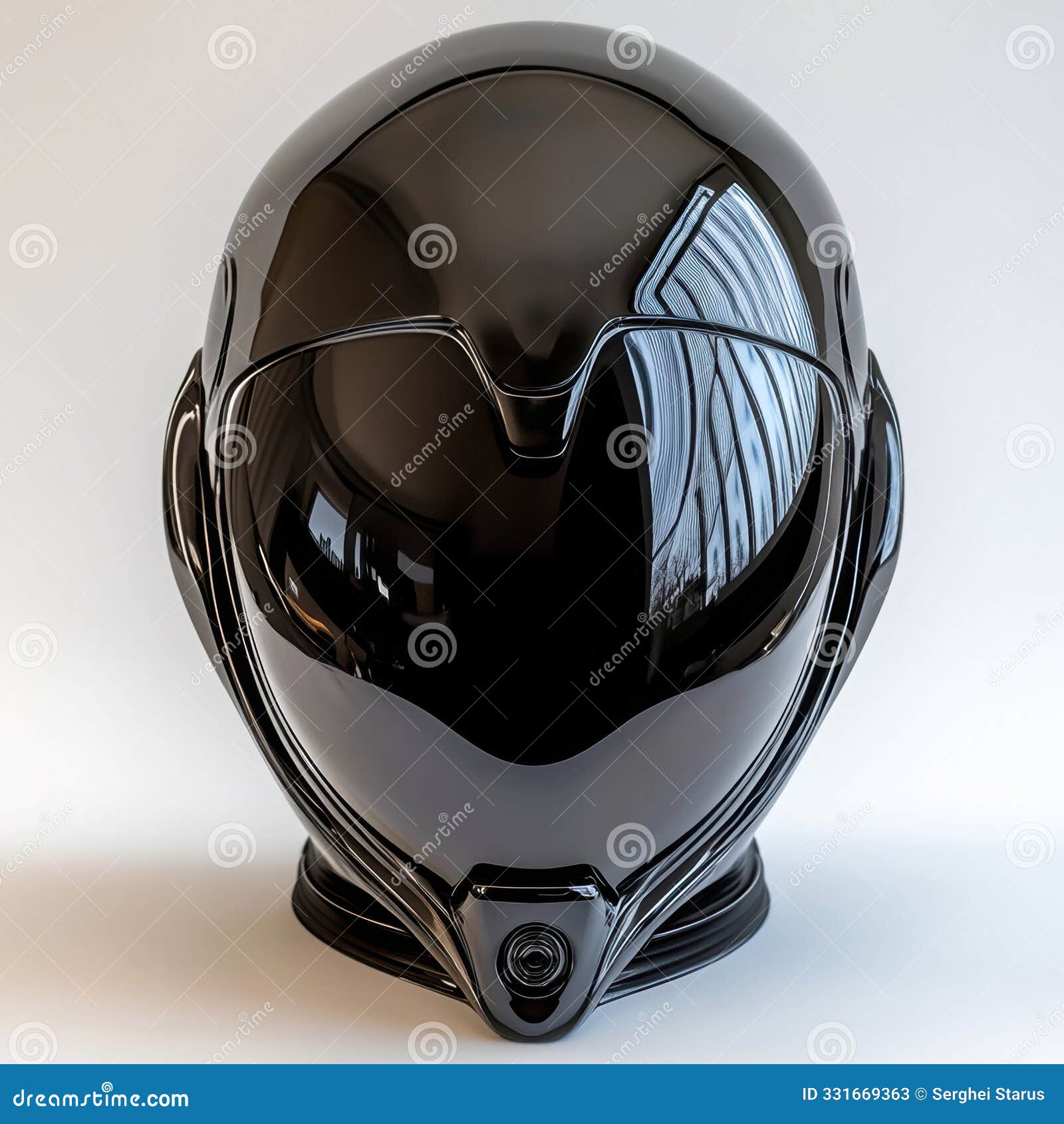 A Black Helmet with a Reflective Surface on the Front, AI Stock Image ...
