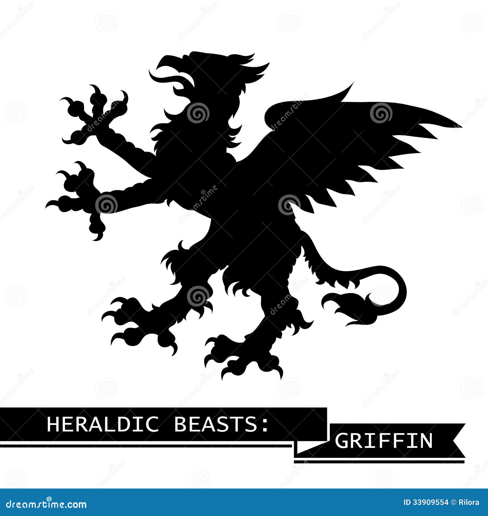 Black Heraldic Griffin stock vector. Illustration of design - 33909554
