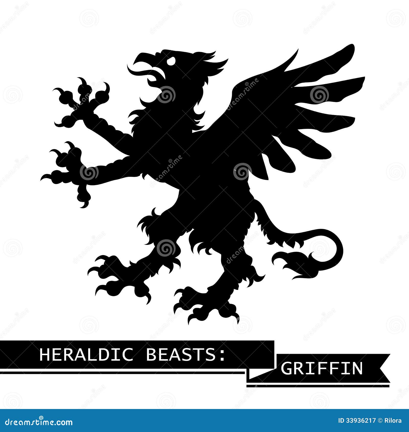 Black Heraldic Griffin stock vector. Illustration of heraldy - 33936217