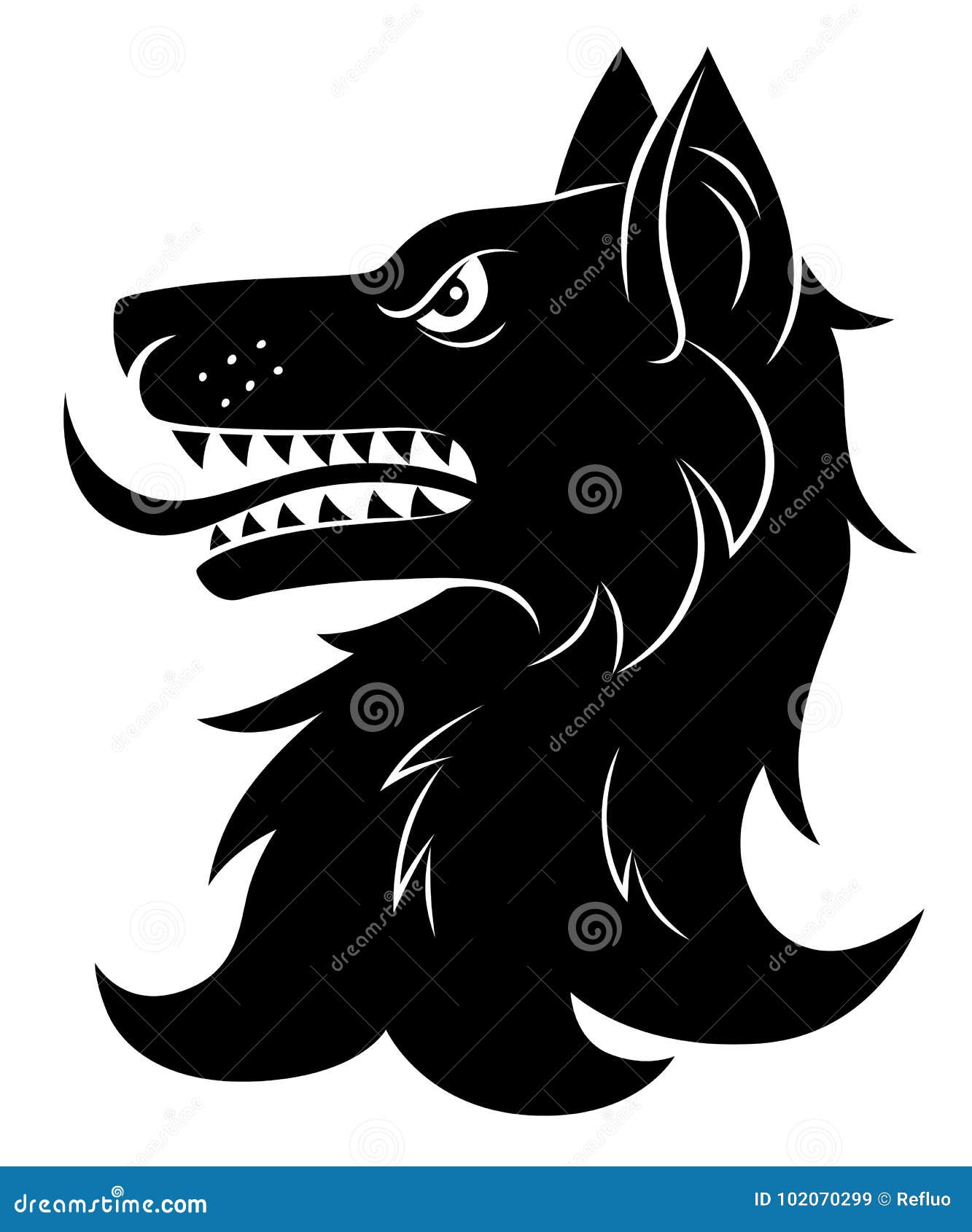 Heraldic Wolf Coat Of Arms Crest Tattoo Copysapce Background Cartoon ...