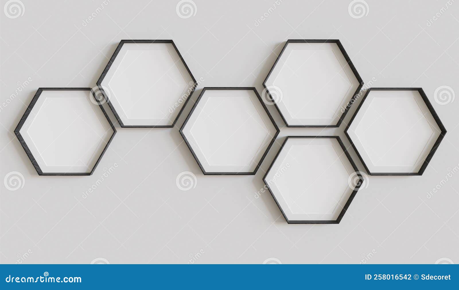 Black Hexagon Blank Photo Frames Mockup Hanging on Interior Wall ...