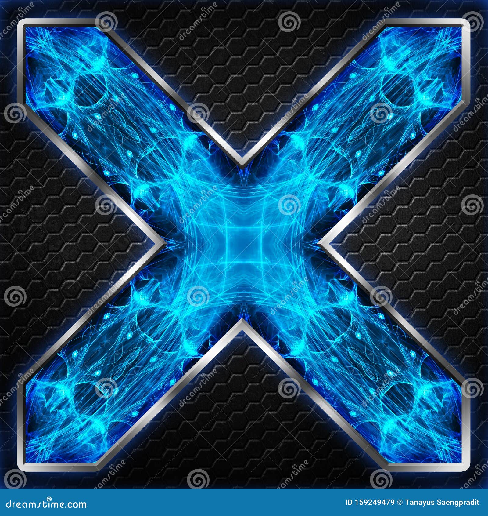 Black Hexagon X Frame on Blue and White Light Stock Illustration ...