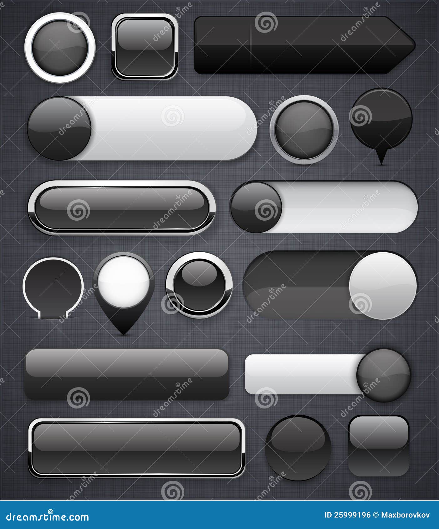 Black High-detailed Modern Buttons. Stock Vector - Illustration of ...