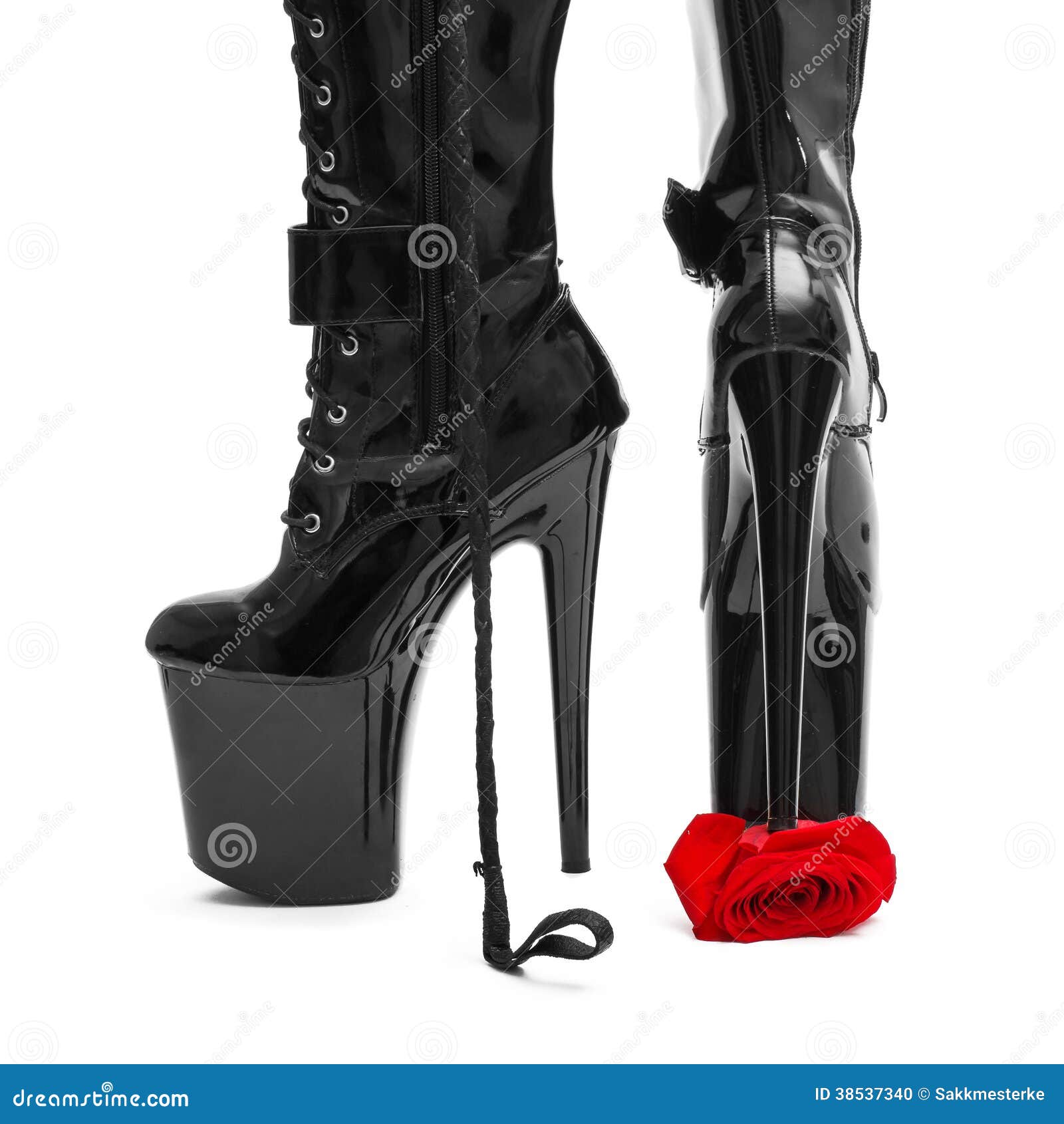 Black High Heel Platform Boots Tramp Rose Stock Photo - Image of ...