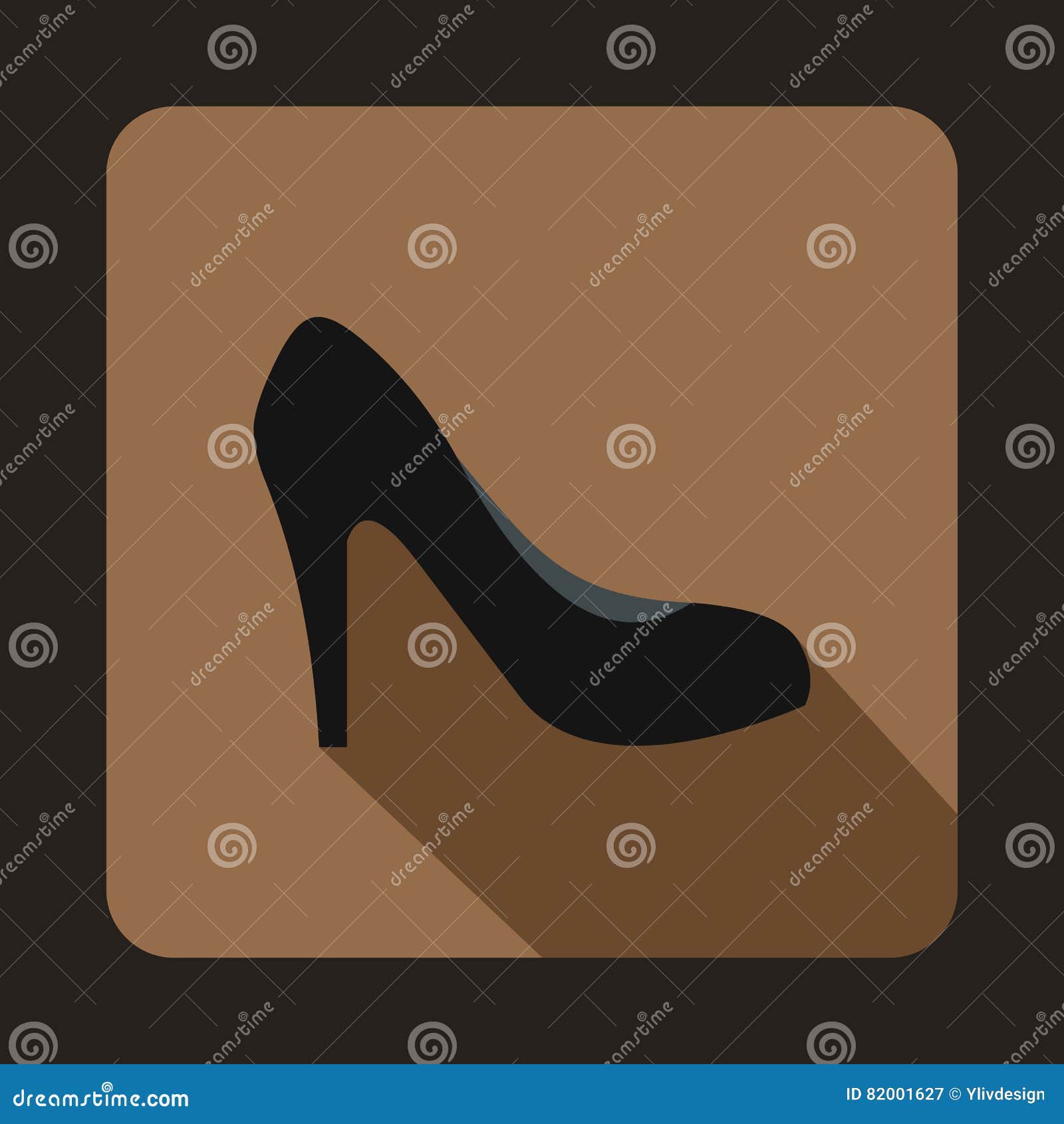 Black High Heel Shoe Icon, Flat Style Stock Vector - Illustration of ...