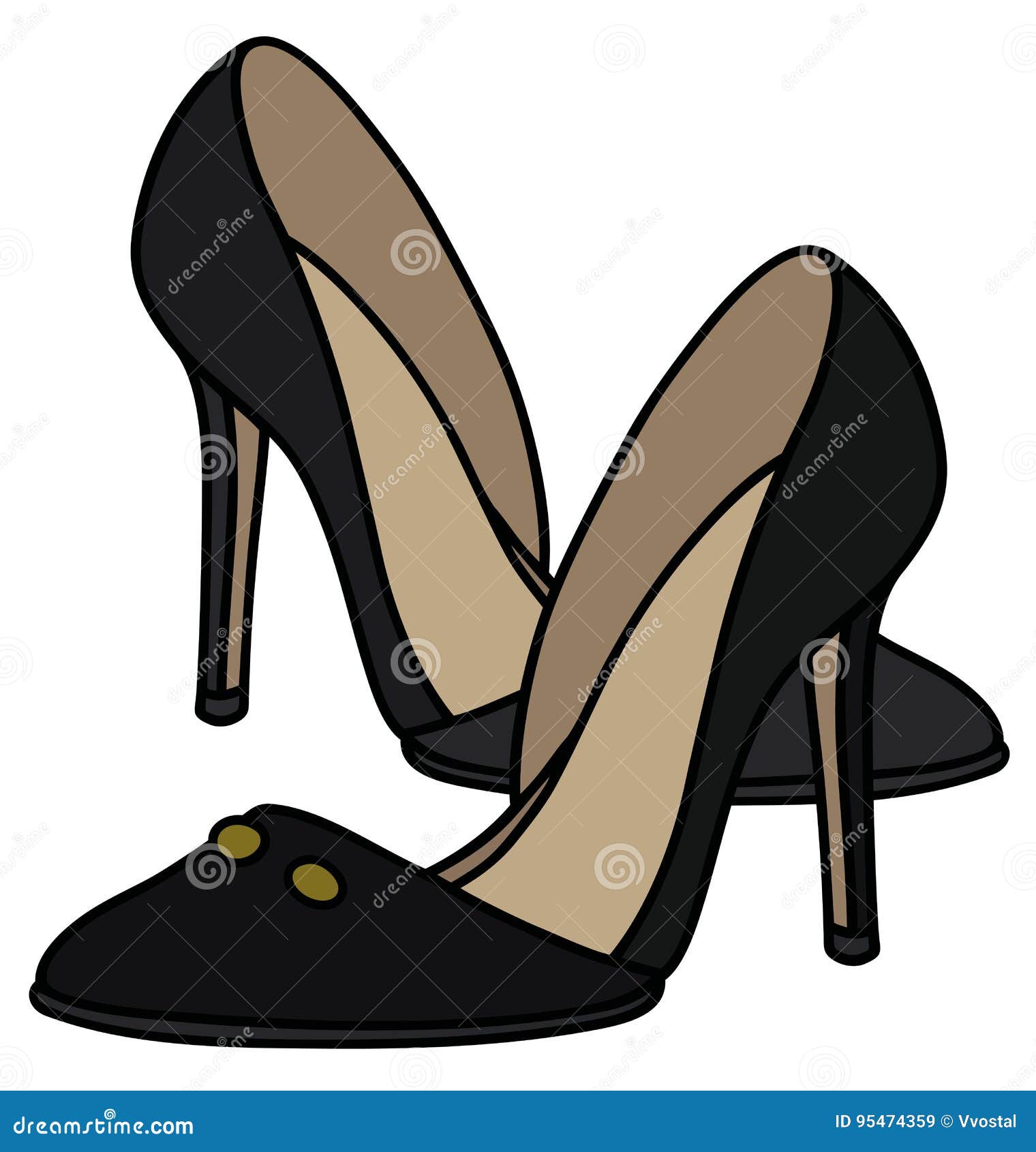 Black high heel shoes stock vector. Illustration of dark - 95474359