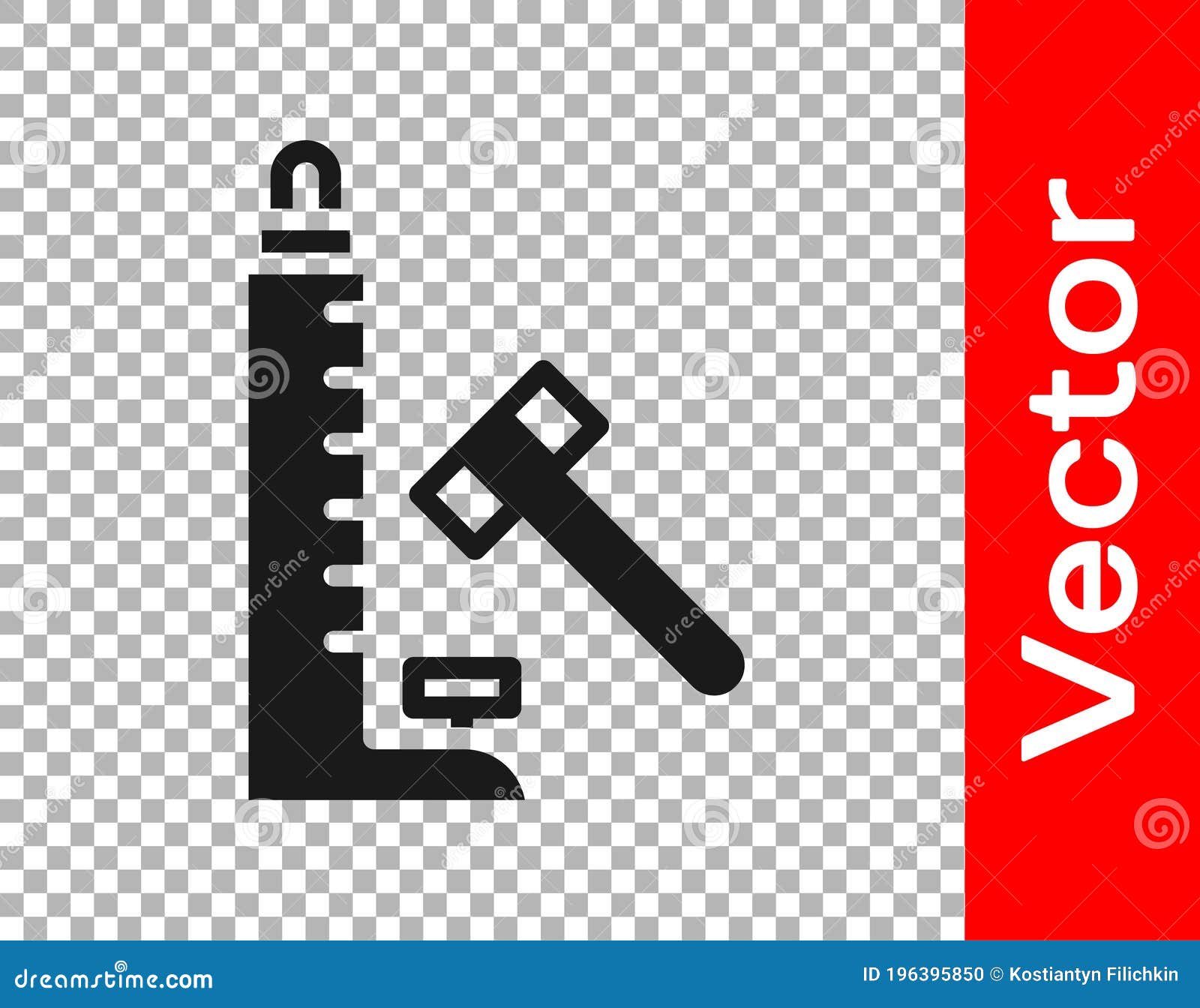 Black High Striker Attraction with Big Hammer Icon Isolated on ... Black High Striker Attraction with Big Hammer Icon Isolated on ...