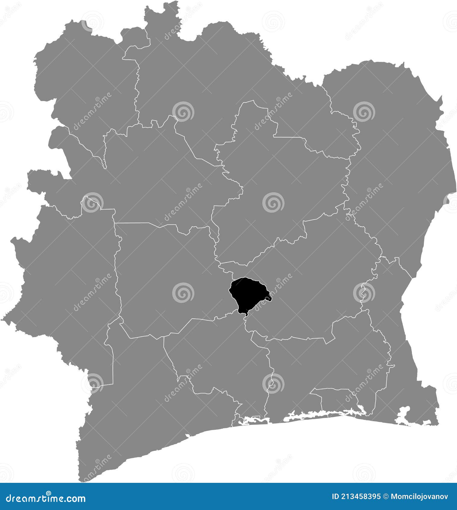 Location Map of the Yamoussoukro Autonomous District of Ivory Coast CÃ ...