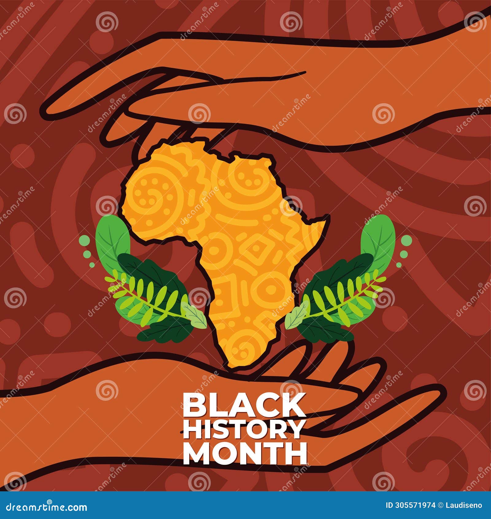 Black History Month Poster Hands with Map of Africa Vector Stock ...