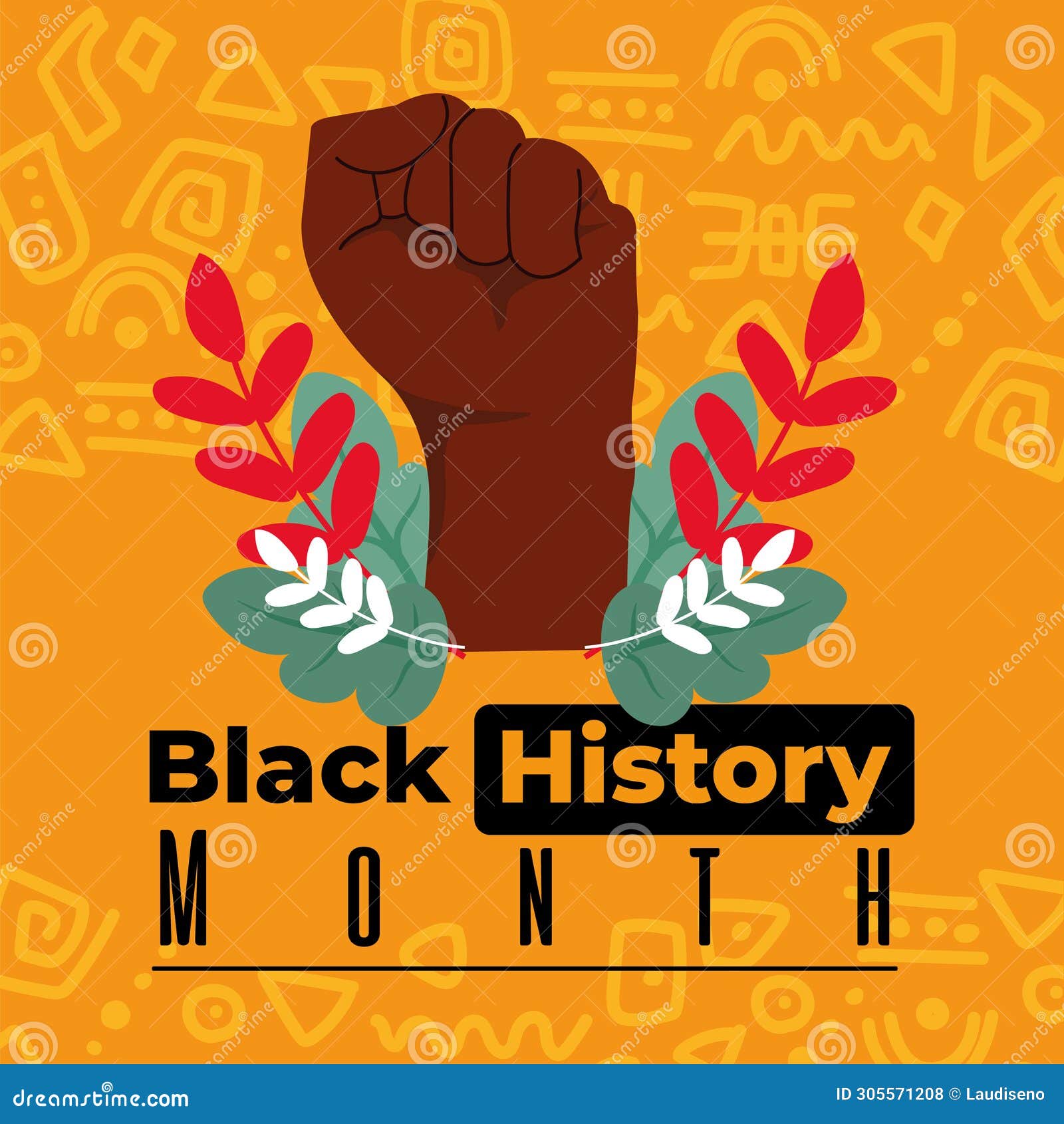 Black History Month Poster Protest Hand Gesture Vector Stock ...