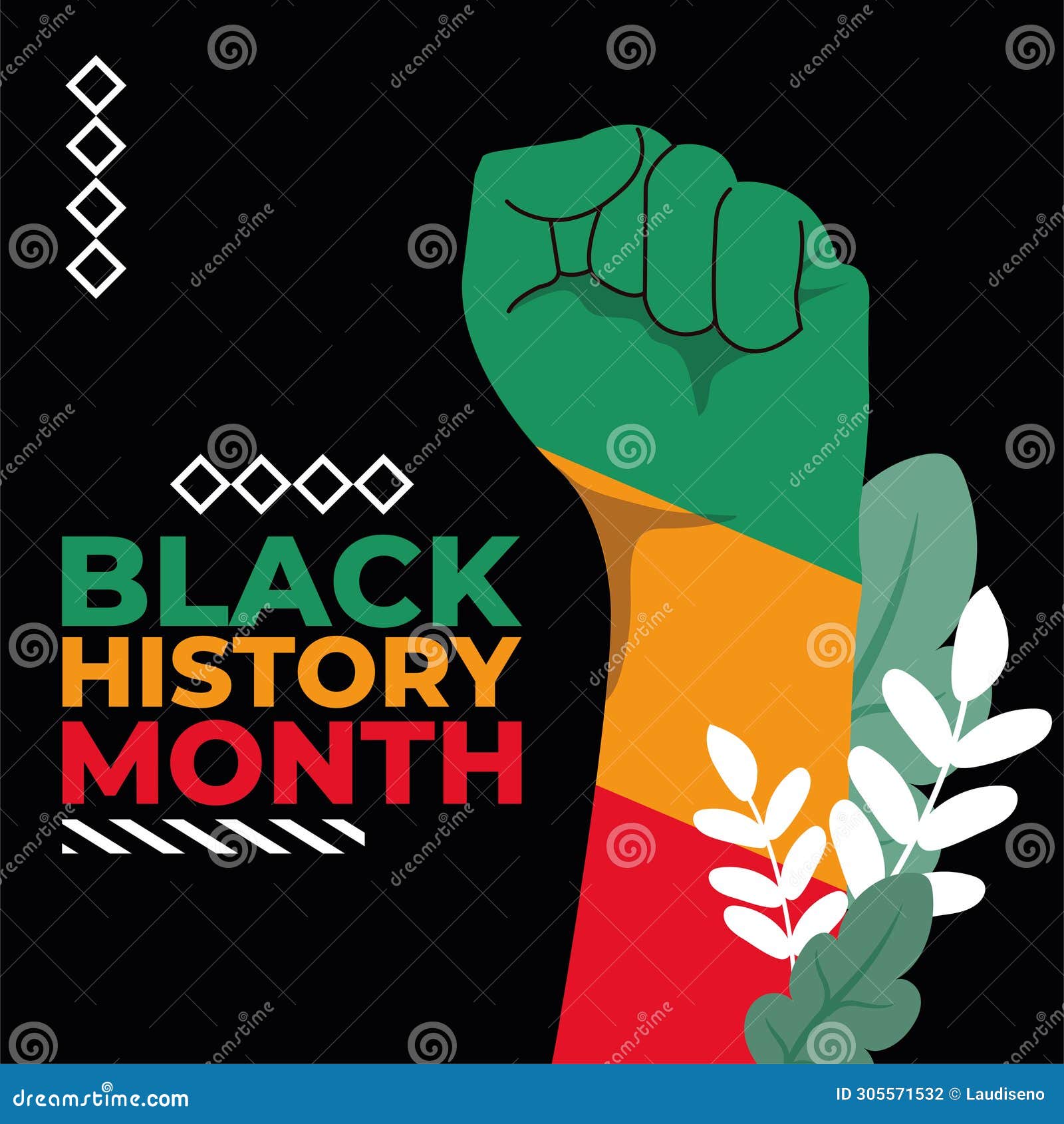 Black History Month Poster Protest Hand Gesture Vector Stock ...