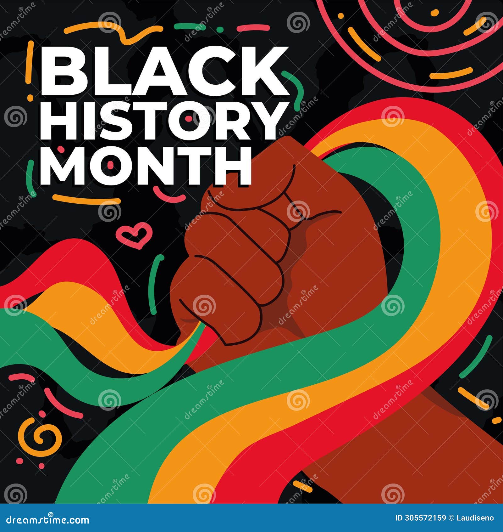 Black History Month Poster Protest Hand Gesture Vector Stock ...