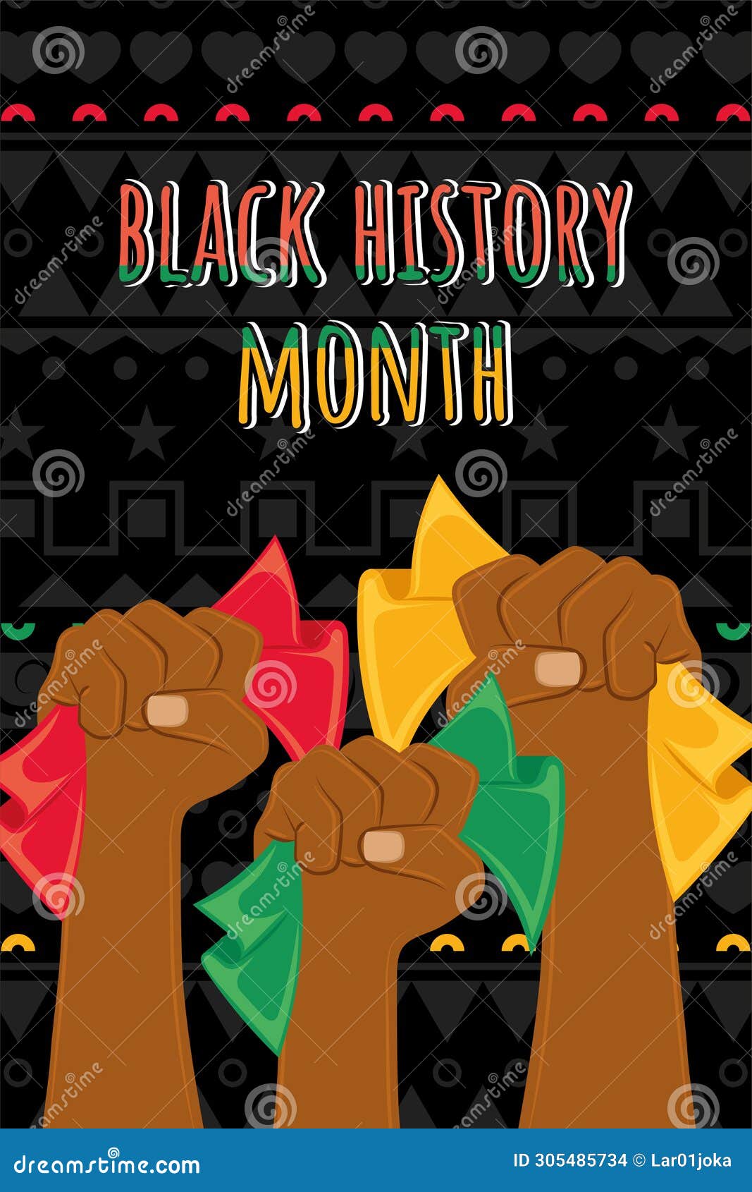 Black History Month Vertical Poster Protest Hand Gesture Vector Stock ...