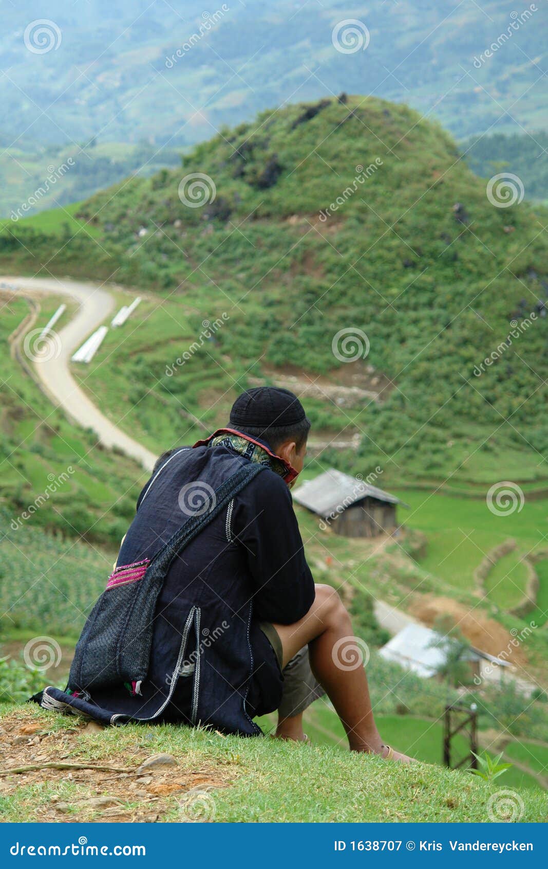 Black Hmong Tribe Man Sitting on Mountain Stock Image - Image of hmong ...