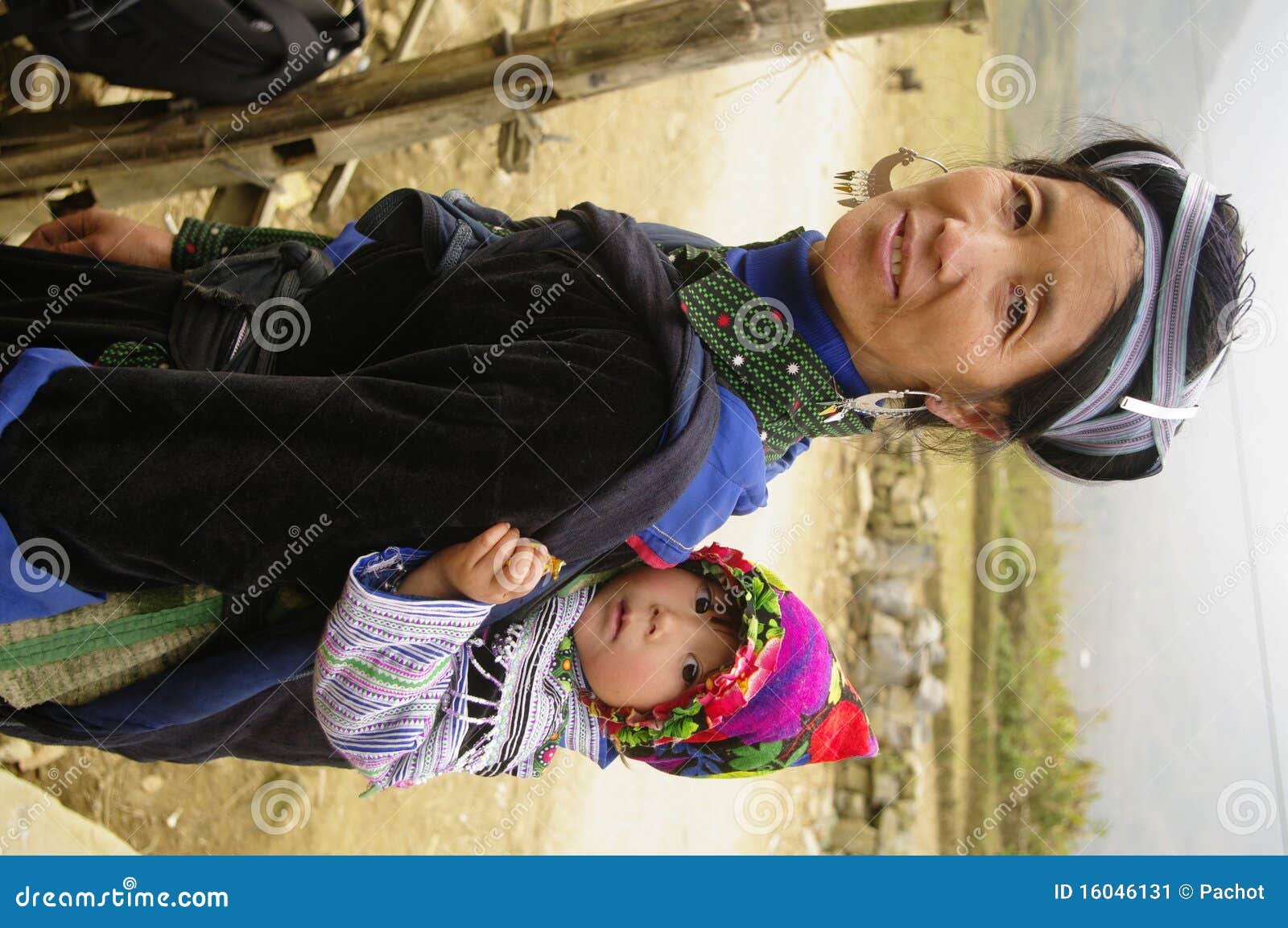 Black Hmong woman and baby stock image. Image of mode - 16046131