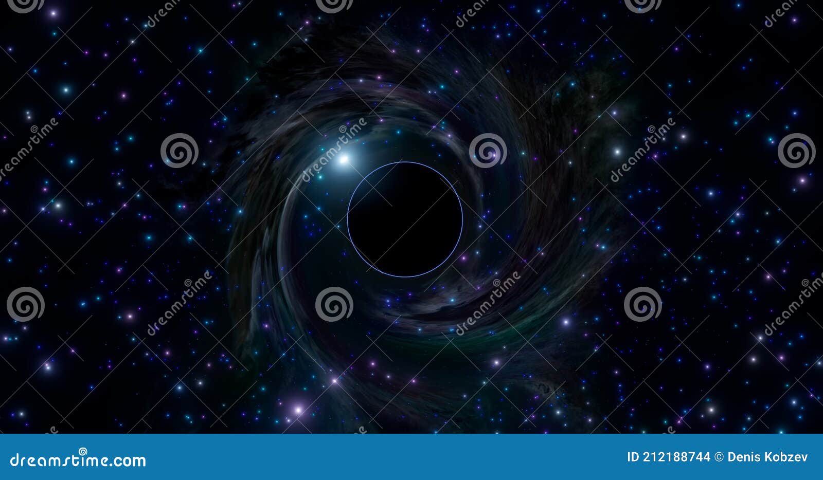 Black Hole Above the Star Field in Outer Space. Distortion of Light ...
