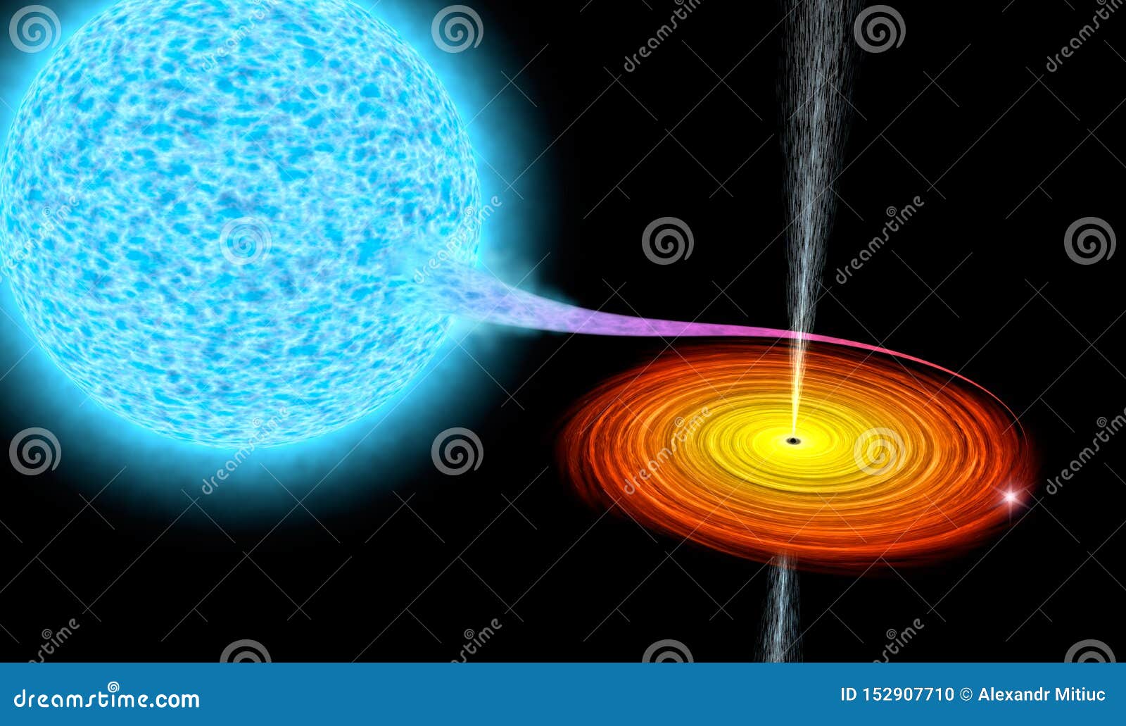 Black Hole Absorbs Star, Astronomically Accurate 3D Illustration Stock ...