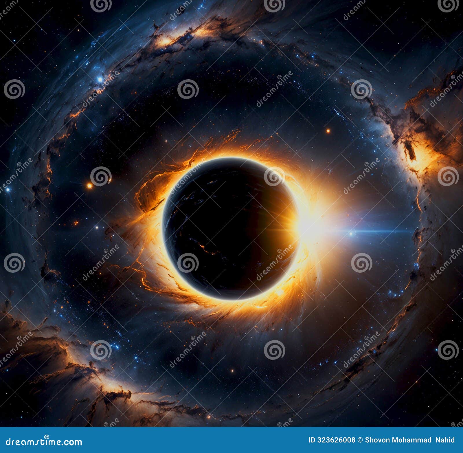 Accretion Disc Formation With Giant Star Light In Black Hole Outline ...