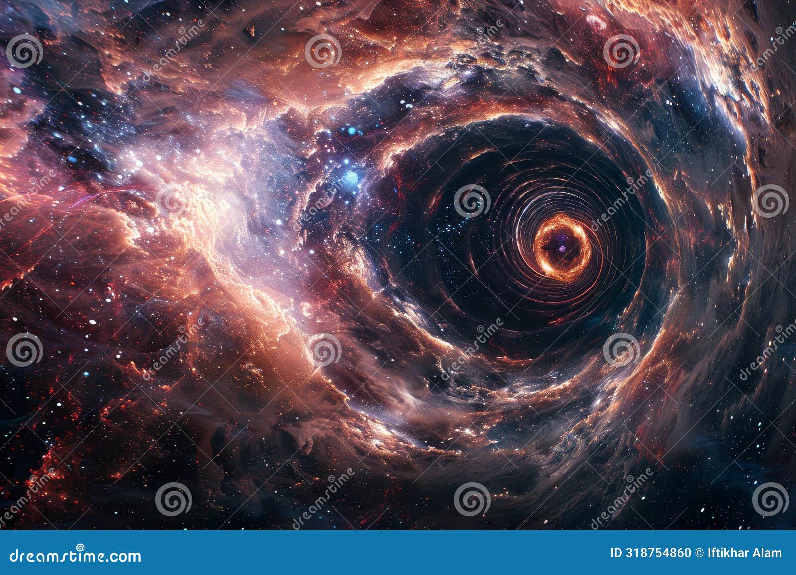 Light Wormhole Banner. Technology Visualization. Cartoon Vector ...