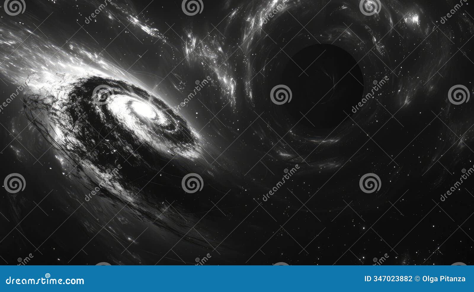 Black Hole Absorbing Spiral Galaxy, Dramatic Space Visualization ...