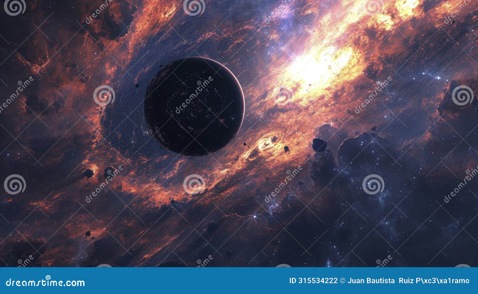 Black Hole Devouring Cosmic Material in Space. Stock Photo - Image of ...