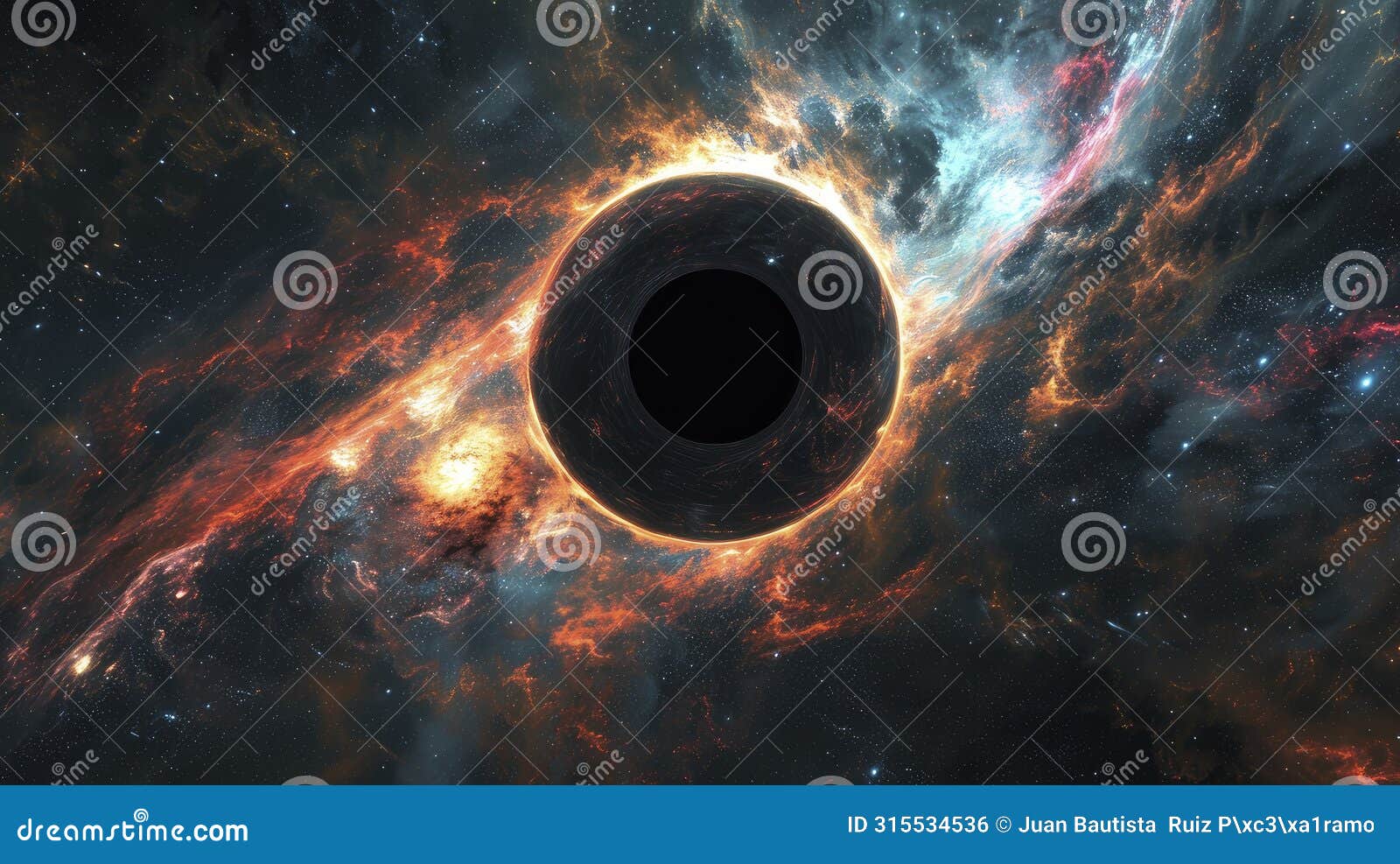 Black Hole Devouring Cosmic Material in Space. Stock Photo - Image of ...