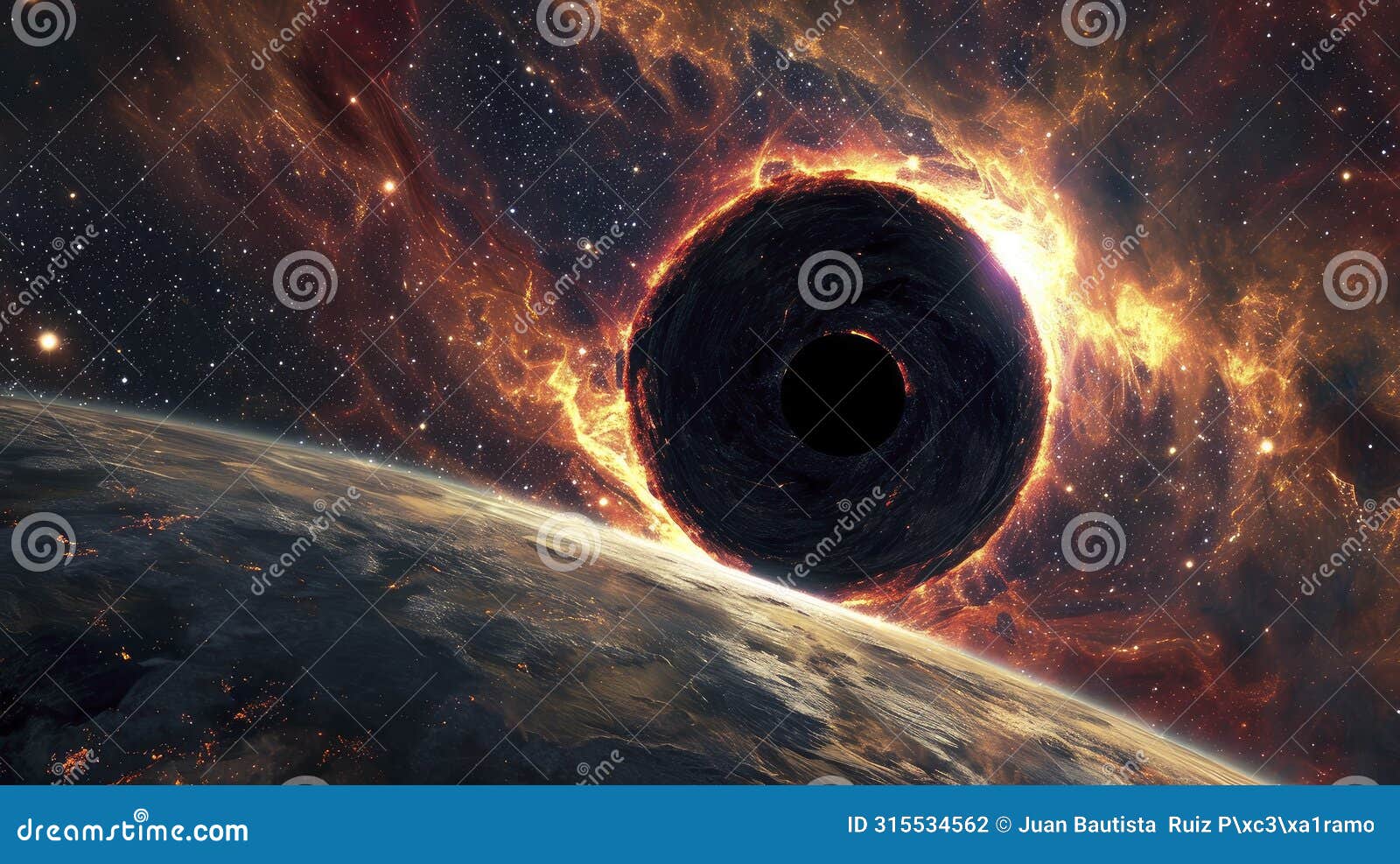 Black Hole Devouring Cosmic Material in Space. Stock Photo - Image of ...