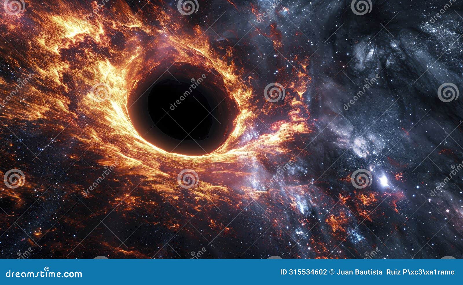 Black Hole Devouring Cosmic Material in Space. Stock Photo - Image of ...